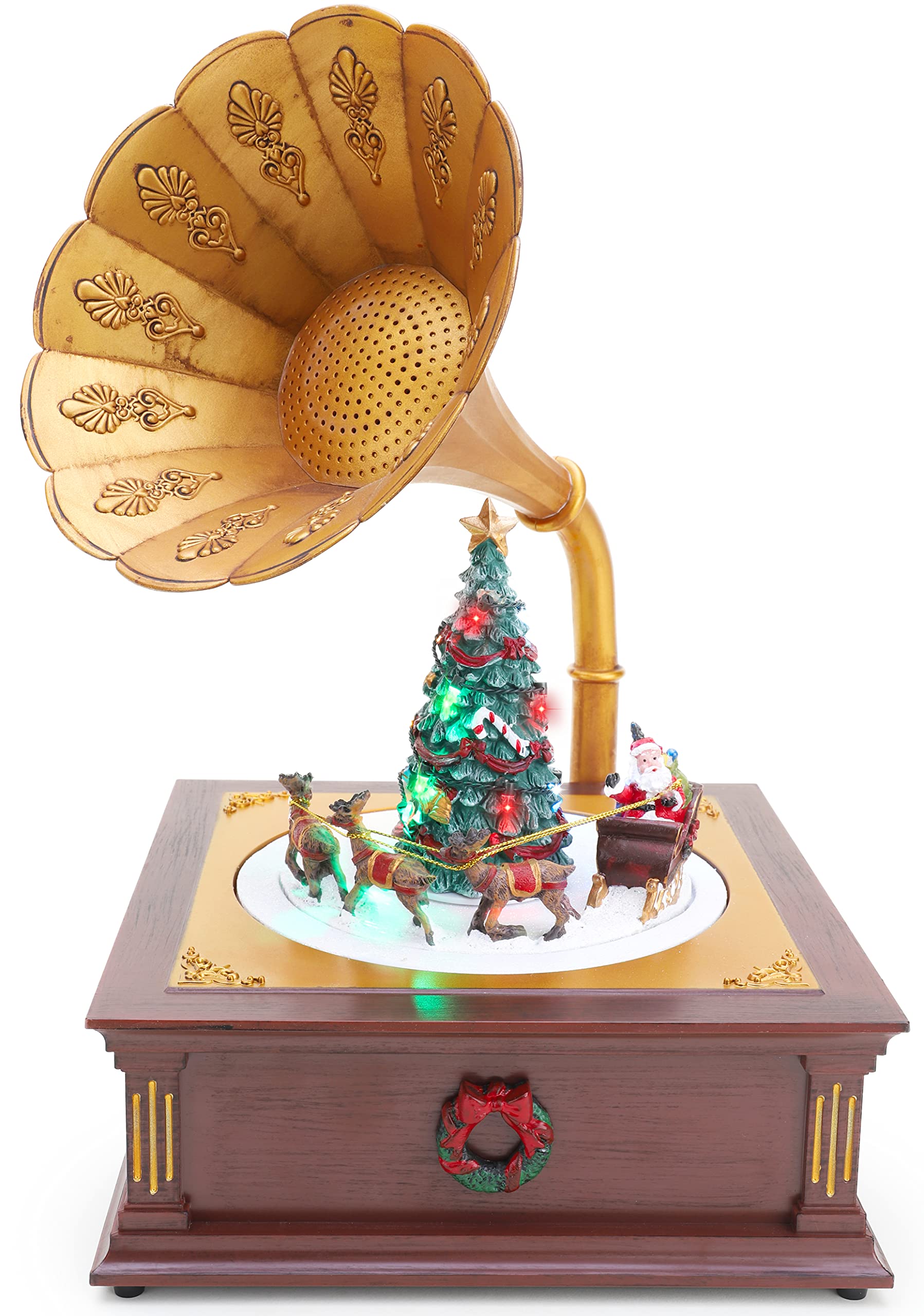 Christmas Concepts 37cm LED Vintage Gramophone Christmas Music Player ...