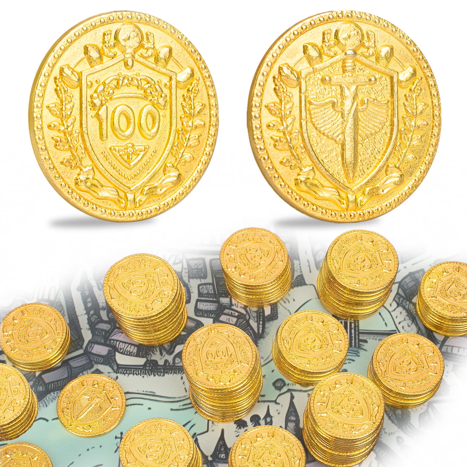Amazon.com: Byhoo 30PCS Metal DND Coins, 1.2" Gold Tokens with 100 Face ...
