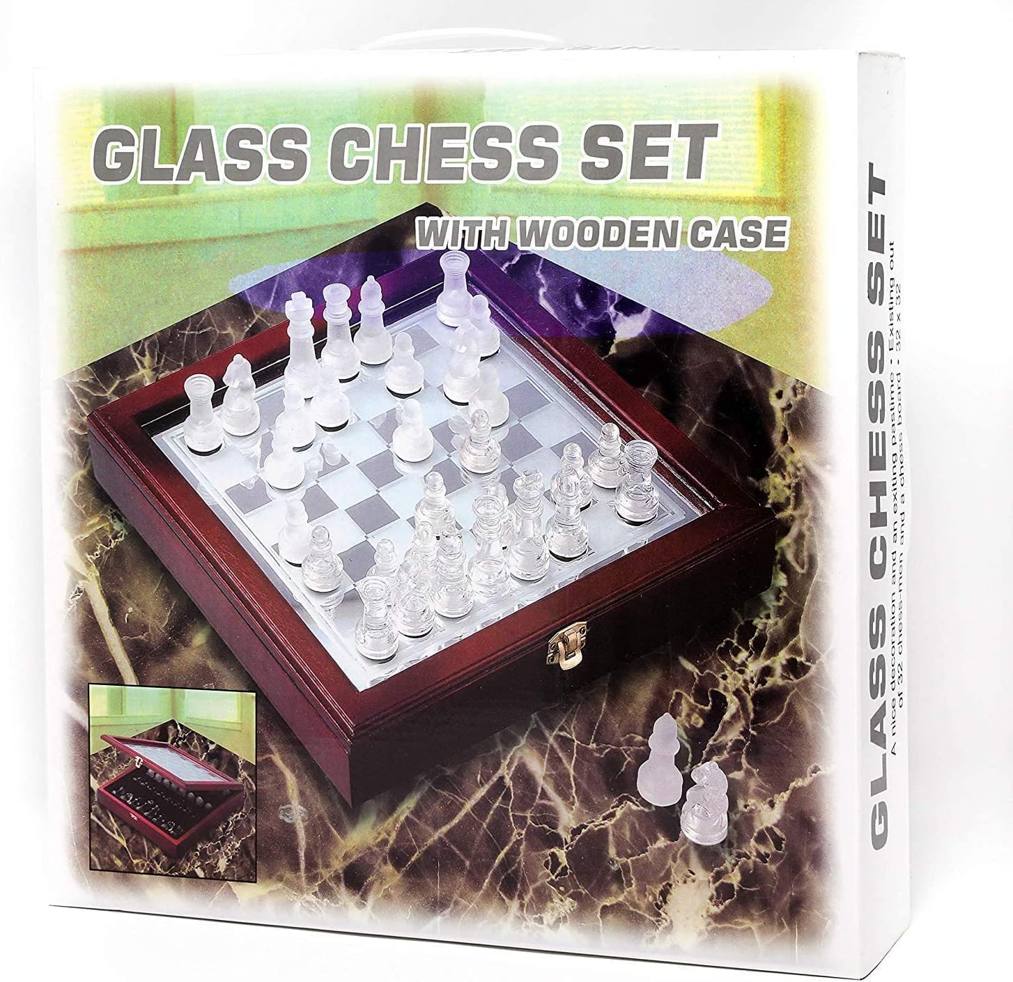 Amazon.com: Tradeopia Glass Chess Set with Wooden Case: Universal ...