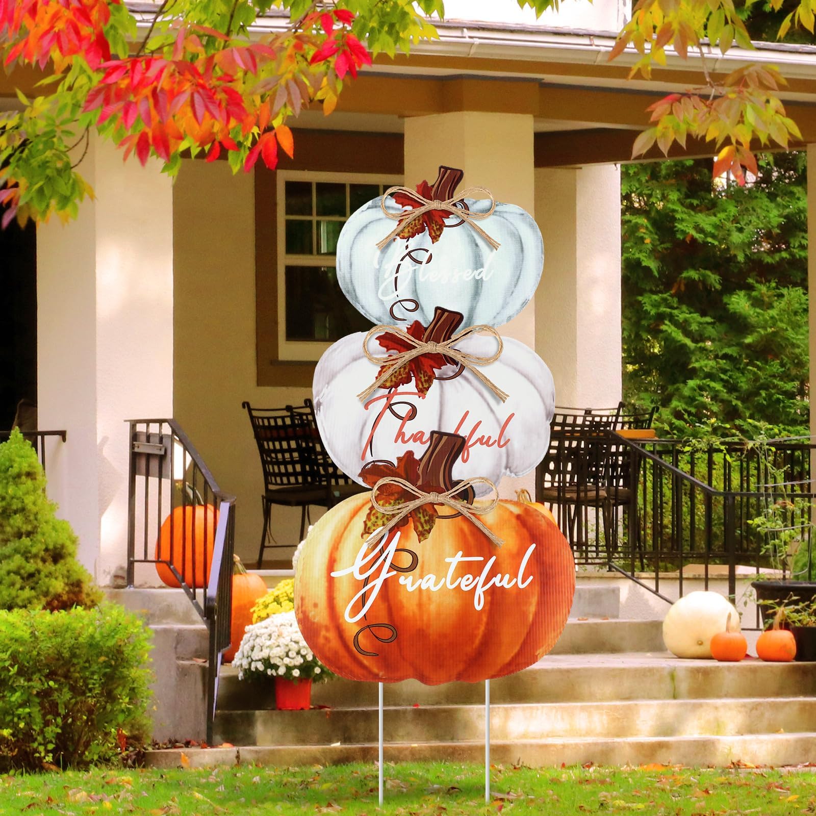 Amazon.com : Geetery 3 Pcs Fall Pumpkin Yard Stakes Decoration 31 Inch ...
