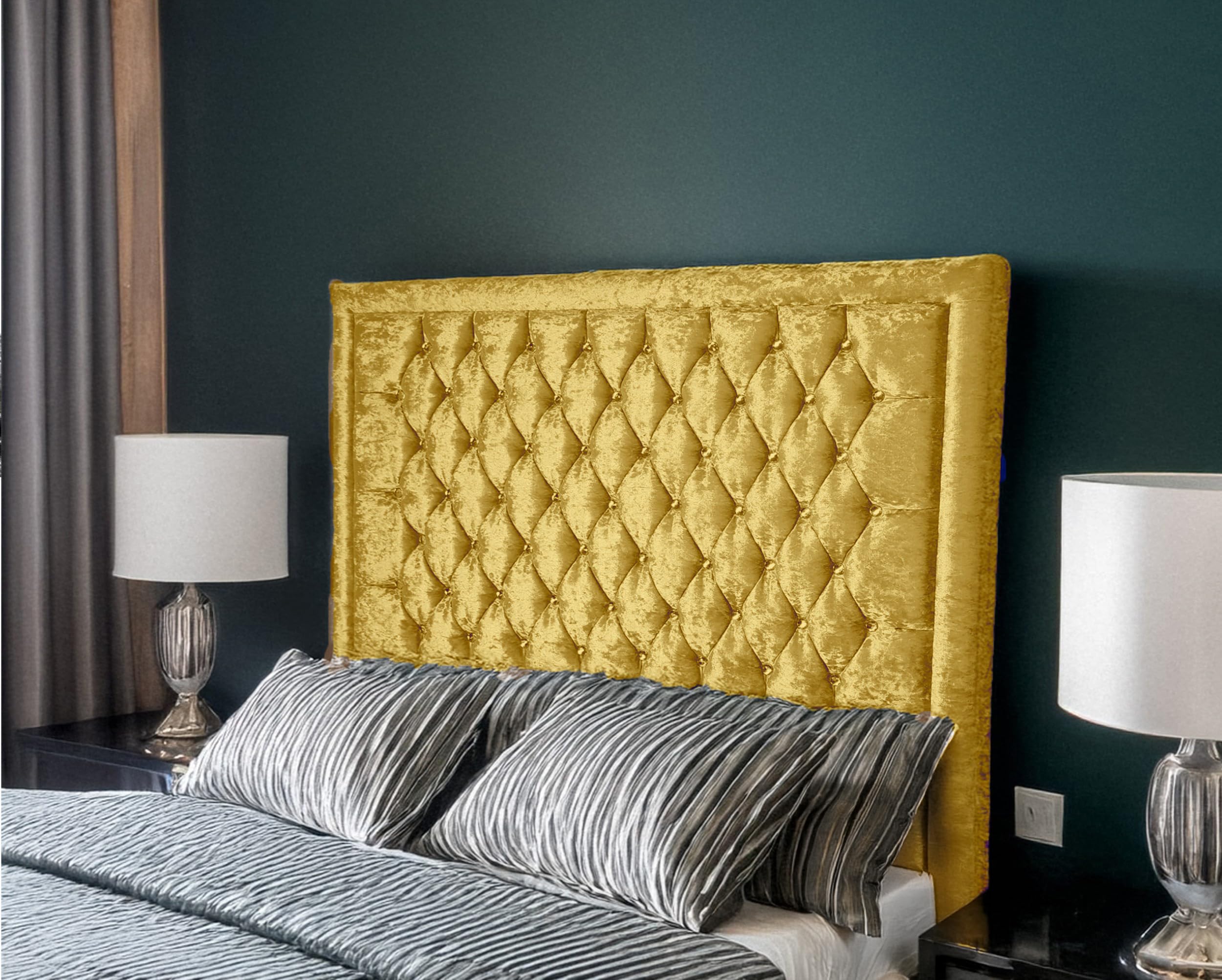 luxisleepltd Alton Bumper Tufted,Crystal Crushed Velvet Headboards ...