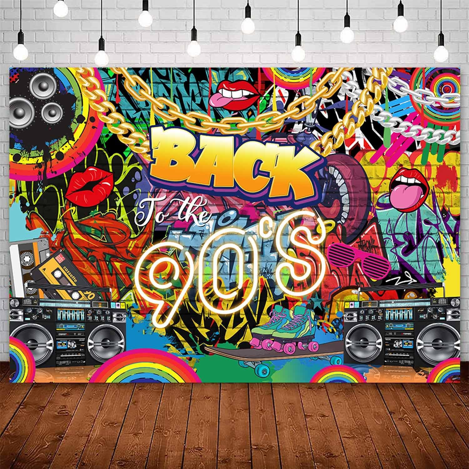 Amazon.com : Sensfun 90's Party Decorations Back to 90's Banner 90's ...