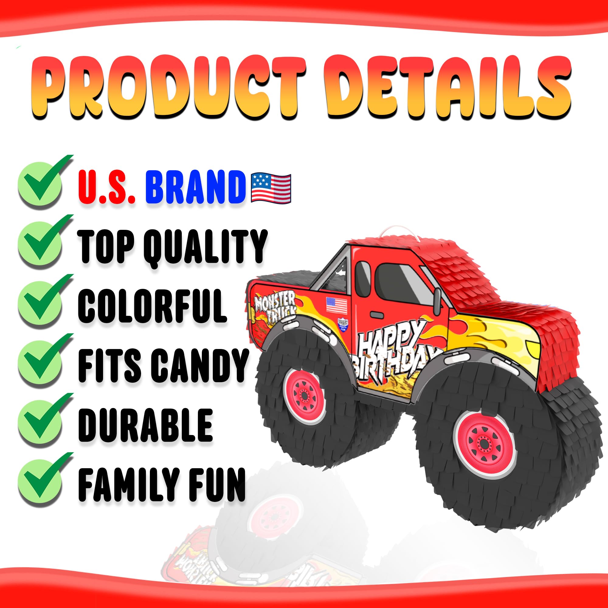 Snapklik.com : Jergrim Monster Truck Pinata, 4 Piece Set, Perfect For ...