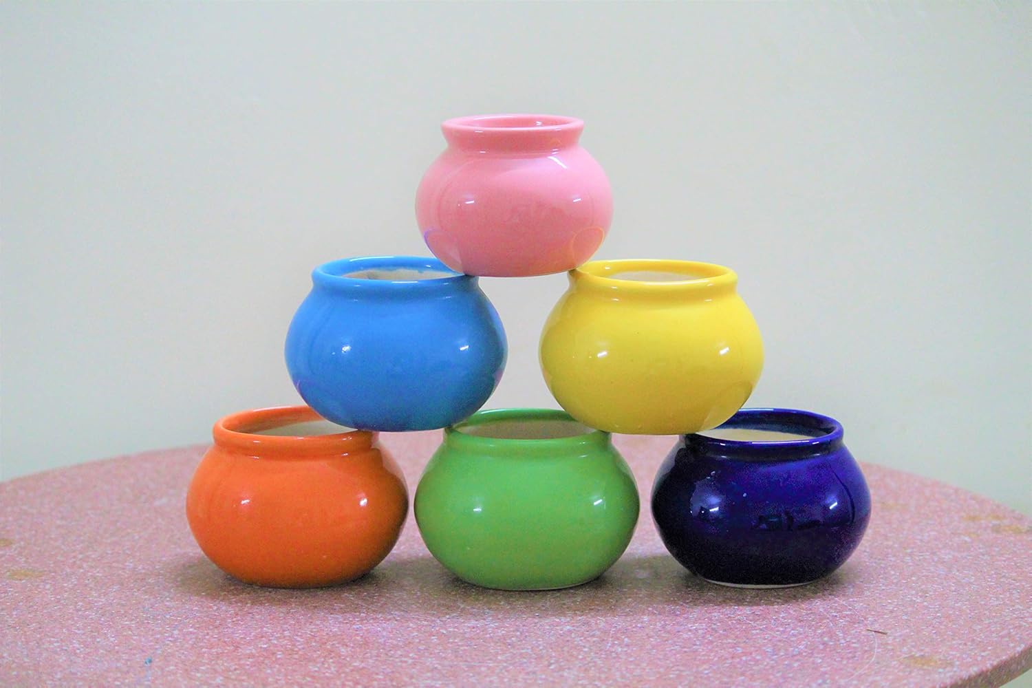 Handmade Ceramic Matki Design Pots & Plant Set (Multicolour, 27*27*27cm ...
