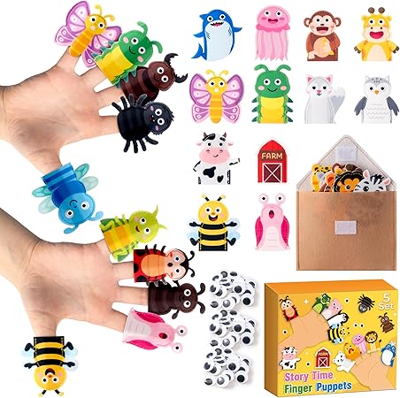 Amazon.com: WATINC Felt Finger Puppets Set of 5 - Educational Puppets ...