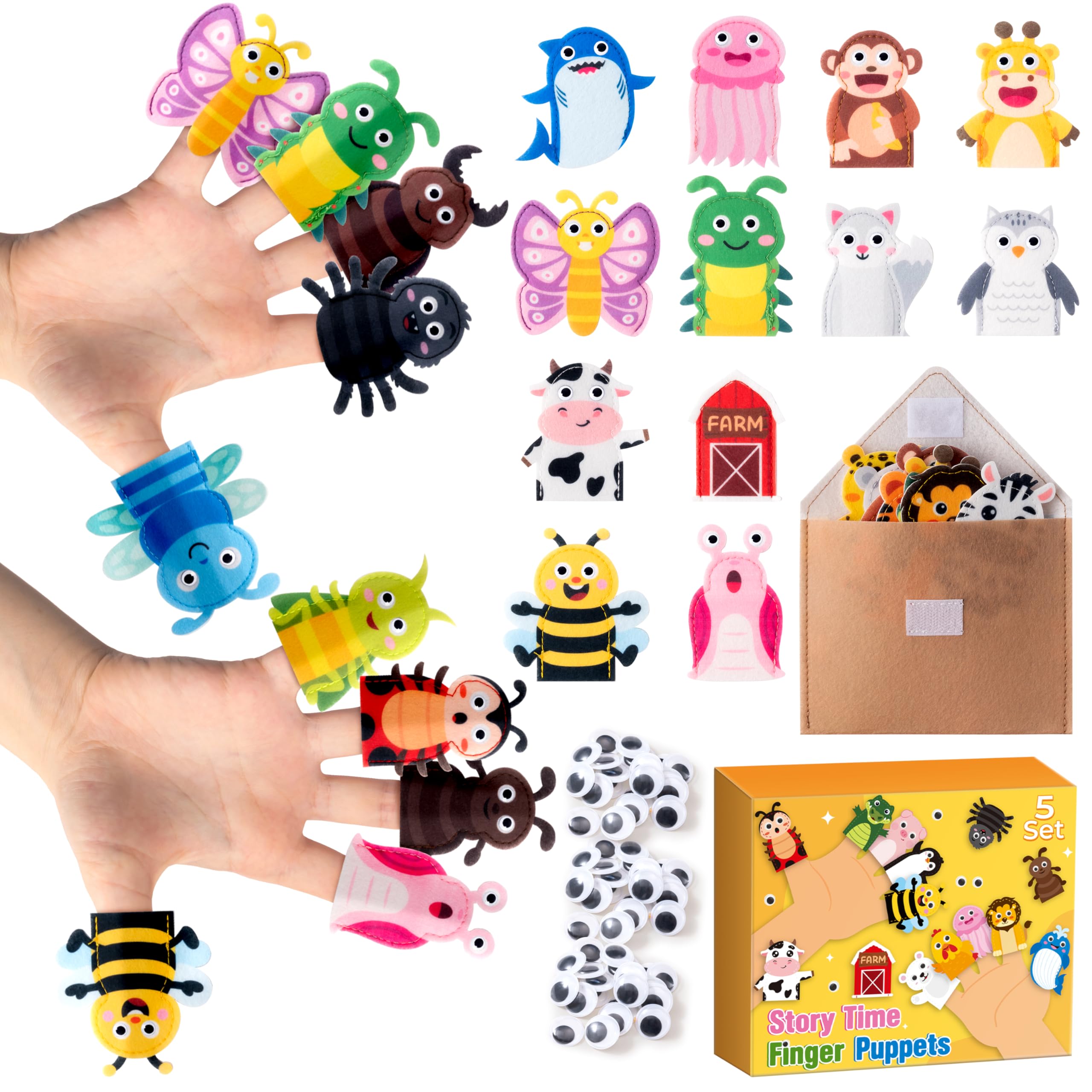 Amazon.com: WATINC Storytime Felt Finger Puppets - 5 Themed Finger ...