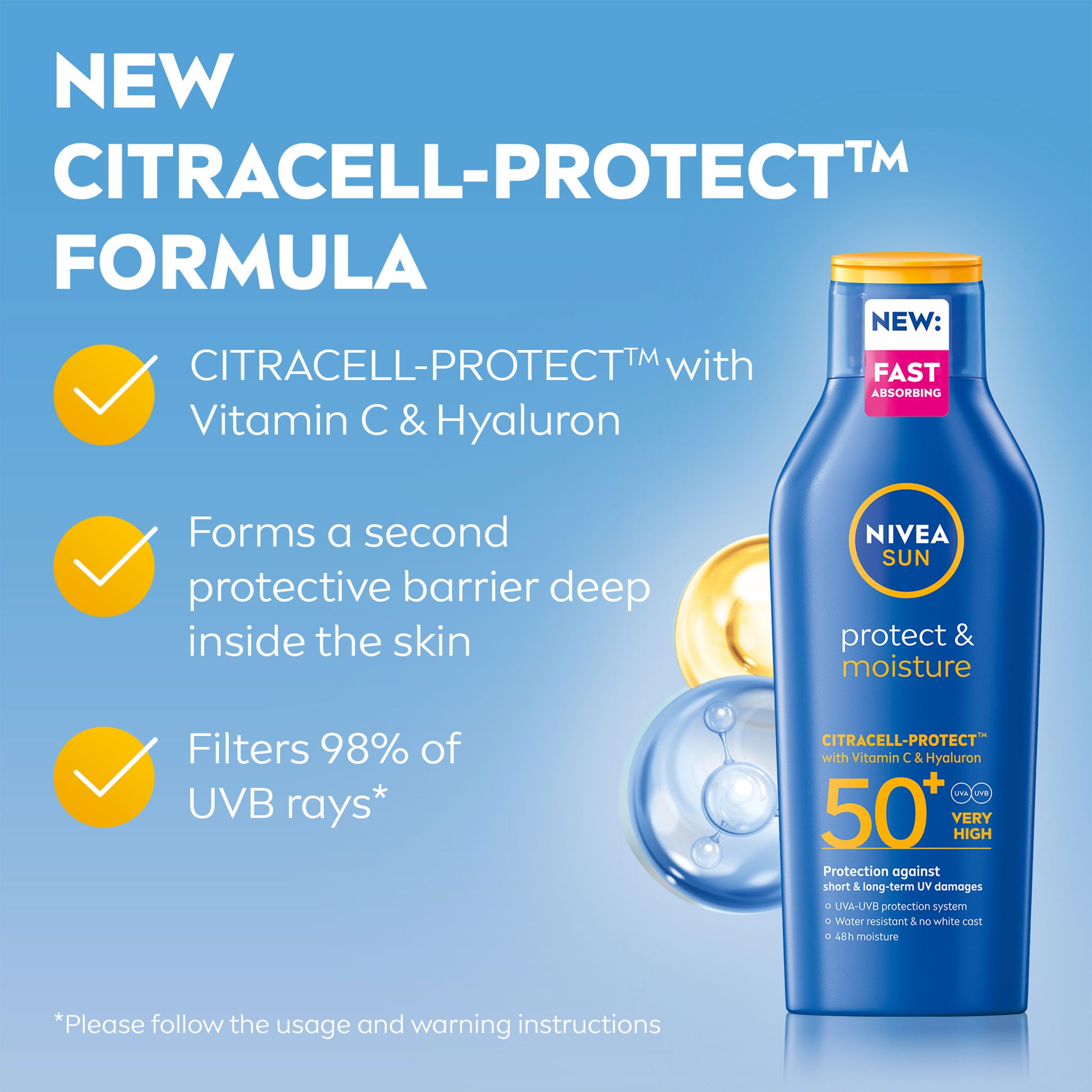 NIVEA SUN Protect & Moisture Sun Cream Lotion SPF 50 (400 ml), Sun ...