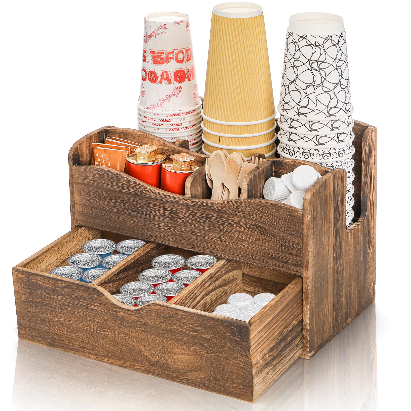 Amazon.com: Acshio Coffee Station Organizer, Wood Coffee Pods Holder ...