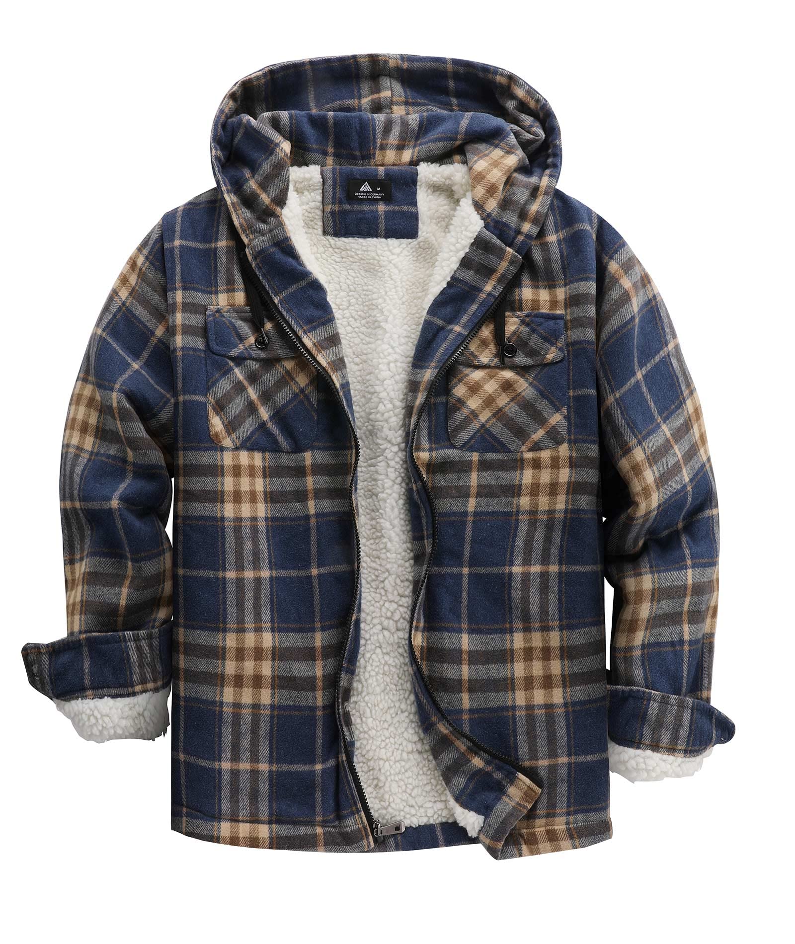 SCODI Plaid Shirt Jacket for Men Flannel Winter Coat Thick Sherpa Lined ...