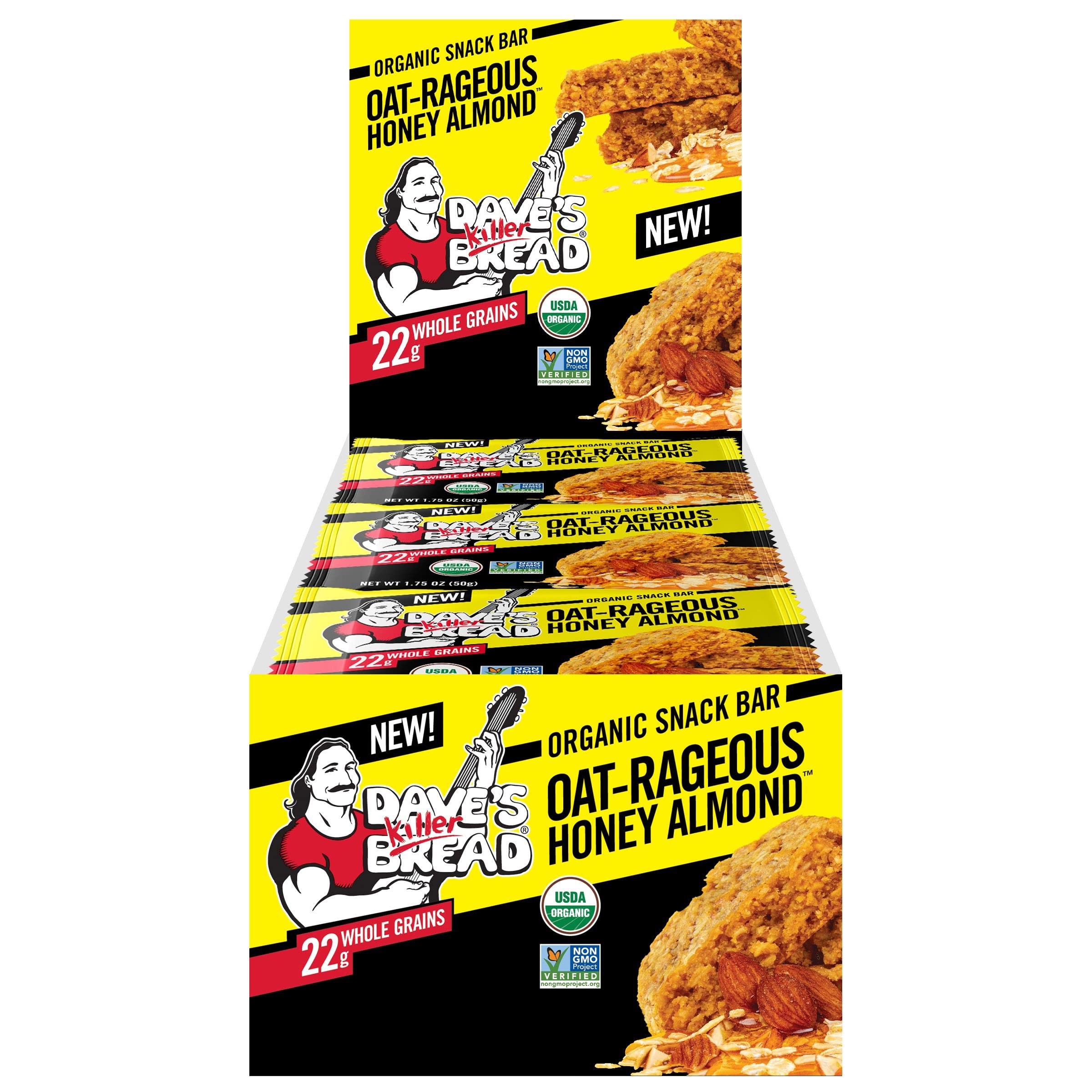 Amazon.com: Dave's Killer Bread Oat-Rageous Honey Almond Organic Snack Bars, 12 Individually ...