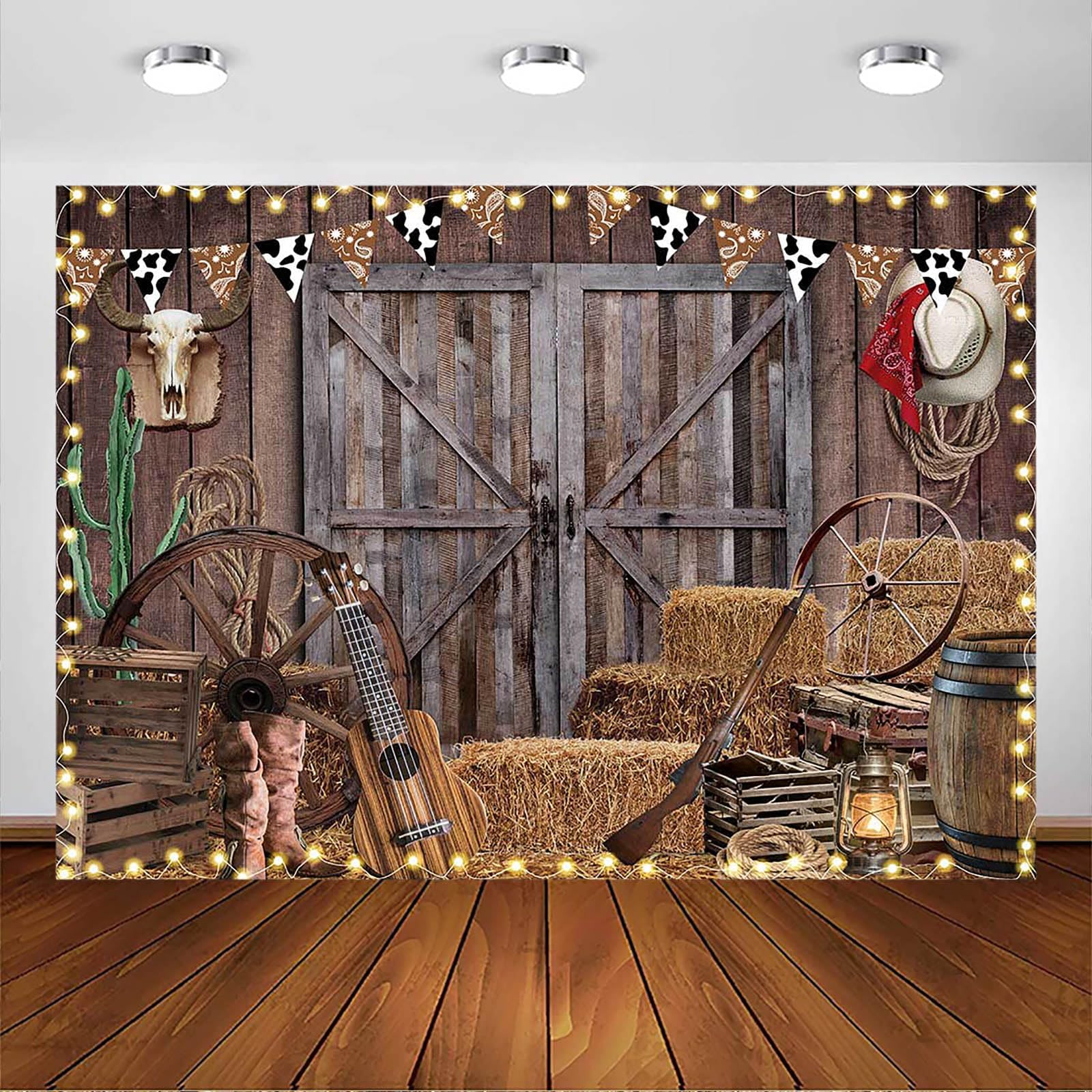 Avezano Western Cowboy Backdrop Western Party Rustic Wooden House Barn ...