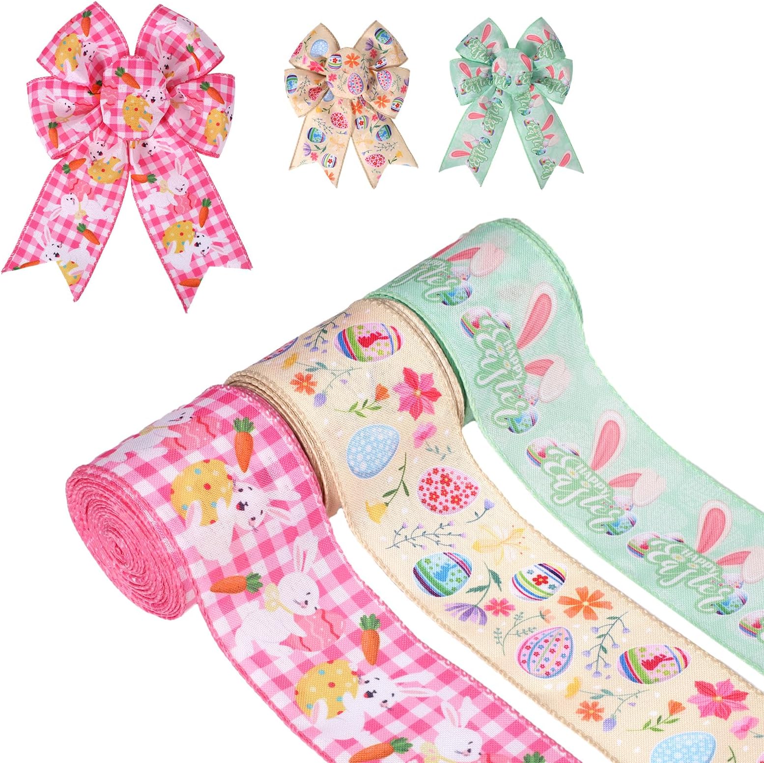 Amazon.com: 3 Rolls Easter Wired Ribbons, 2.5 inch x 10 Yards Easter ...