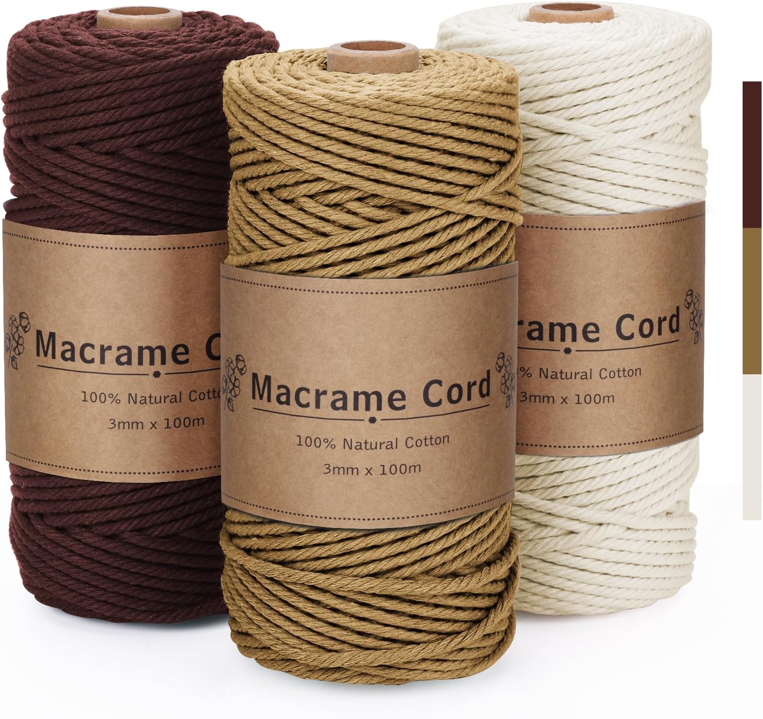 Bobbiny - Corda di macramè, 5 mm di spessore, colore Natural, in 100% ...