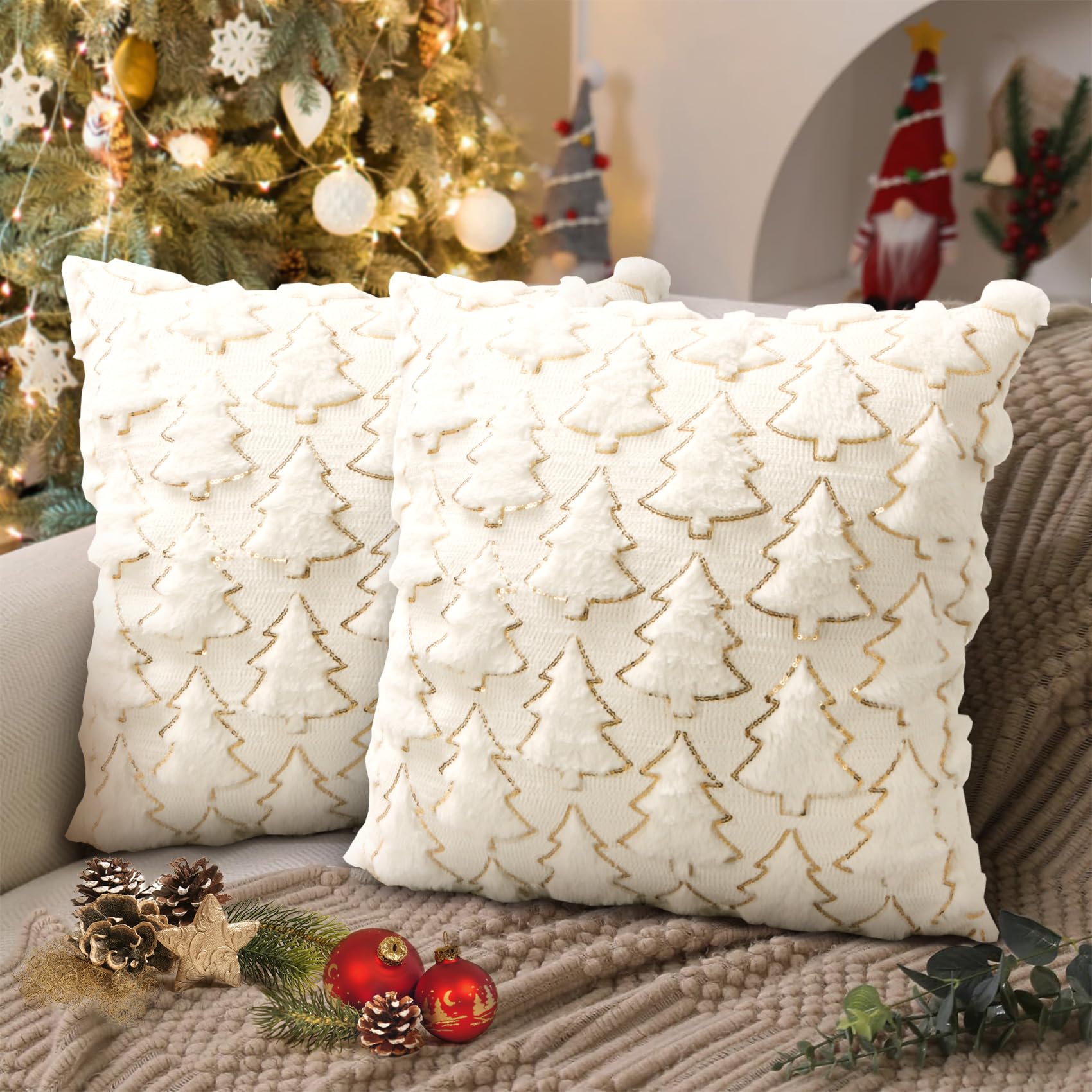 Amazon.com: Christmas Pillow Covers, Set of 2 Christmas Decorations ...