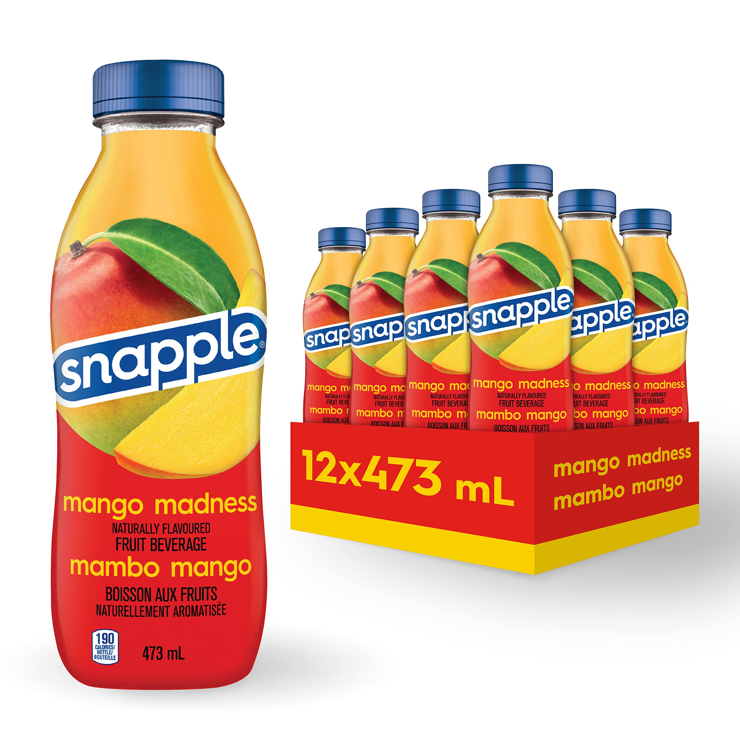 Snapple Naturally Flavoured Fruit Beverage Mango Madness, 473mL, 12 ...