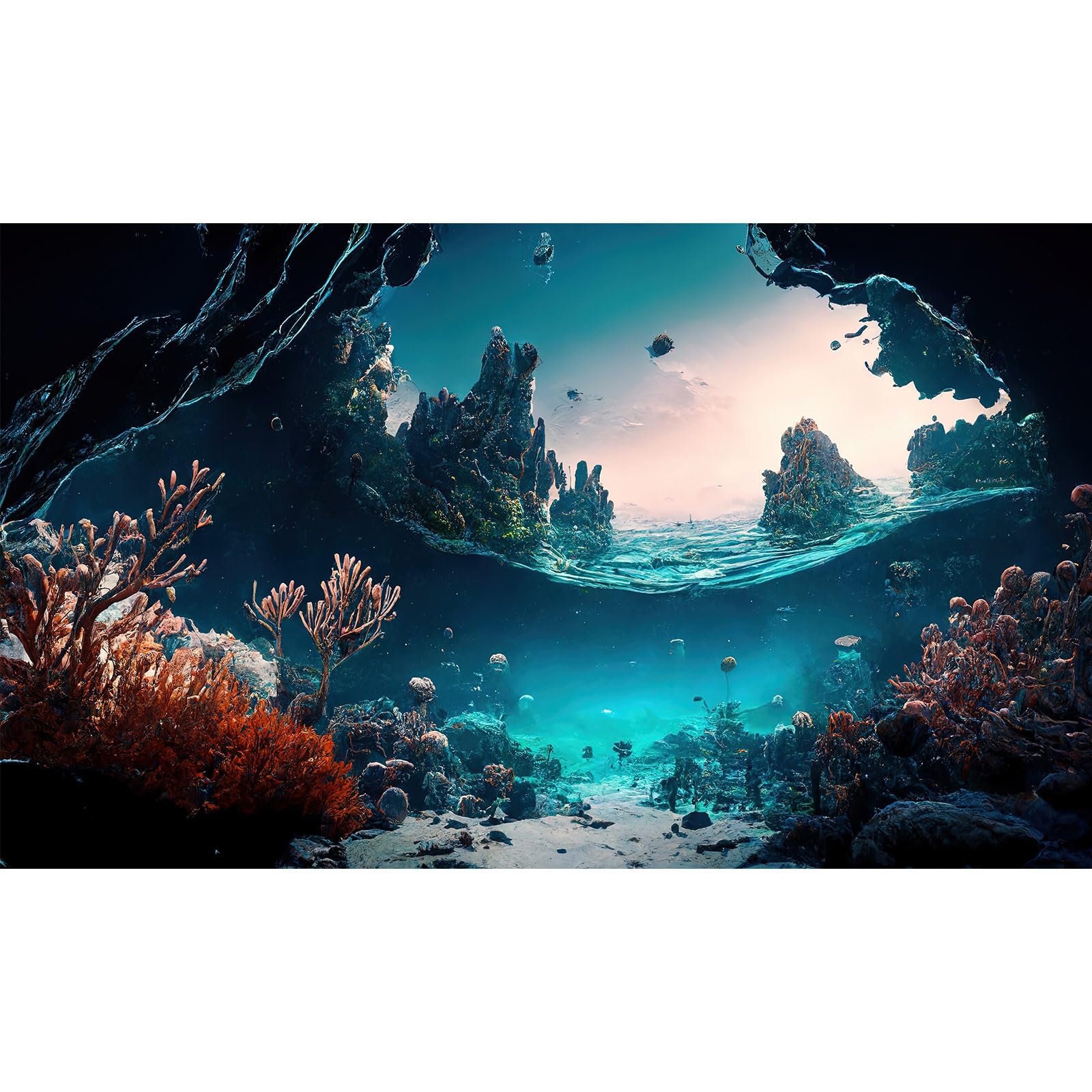 Amazon.com : Coral Aquarium Backdrop Undersea Ocean Floor Theme World ...