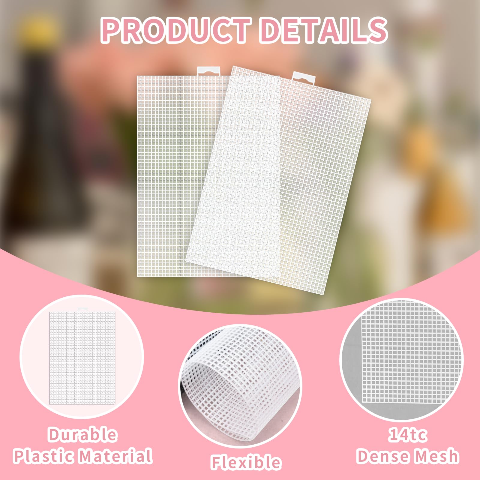 4Pcs 14 Count Plastic Mesh Canvas Sheets, 11×8.27 inch Needlepoint ...