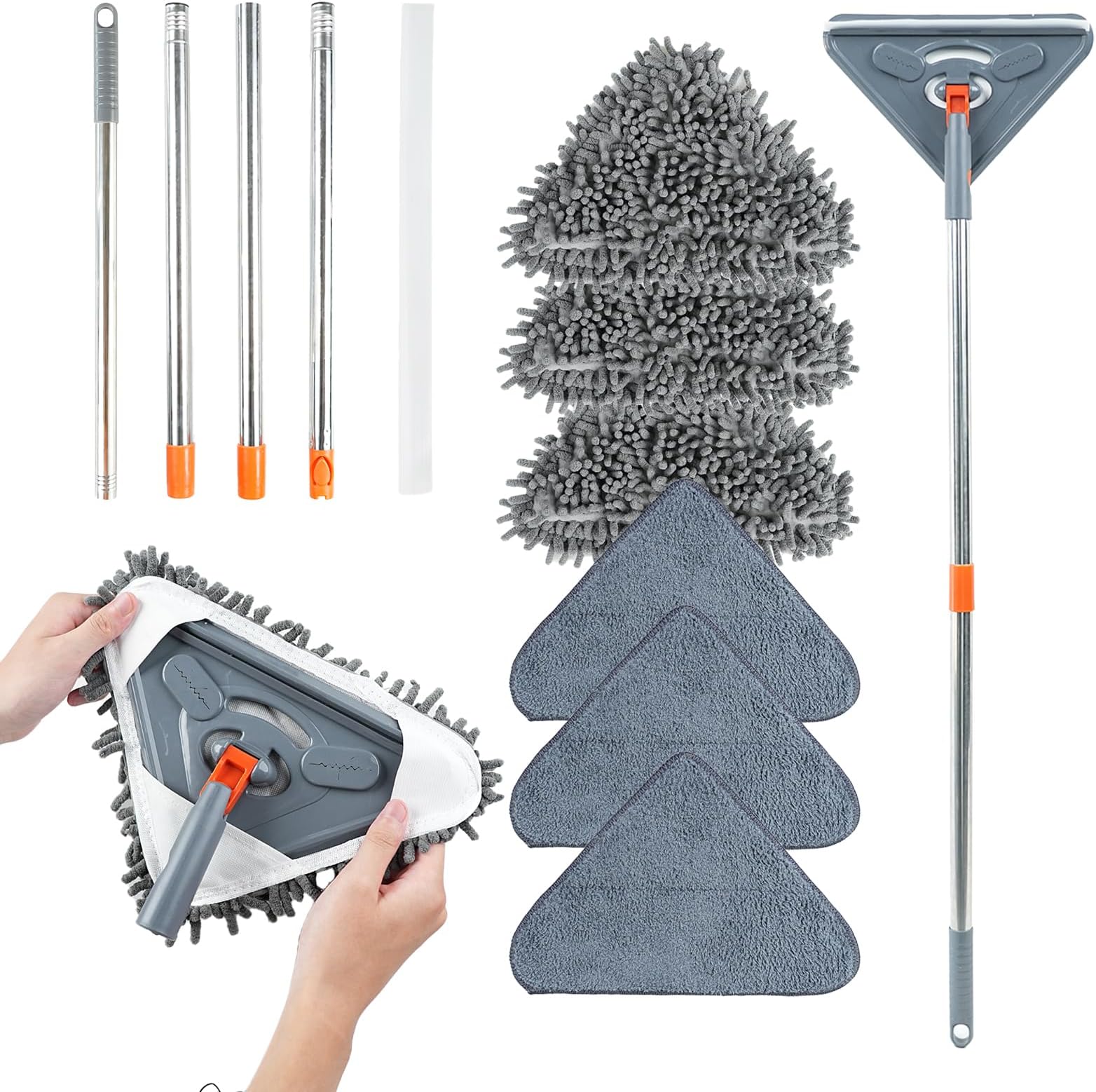 Amazon.com: 360° Rotatable Adjustable Cleaning Mop Triangle Squeeze Mop ...