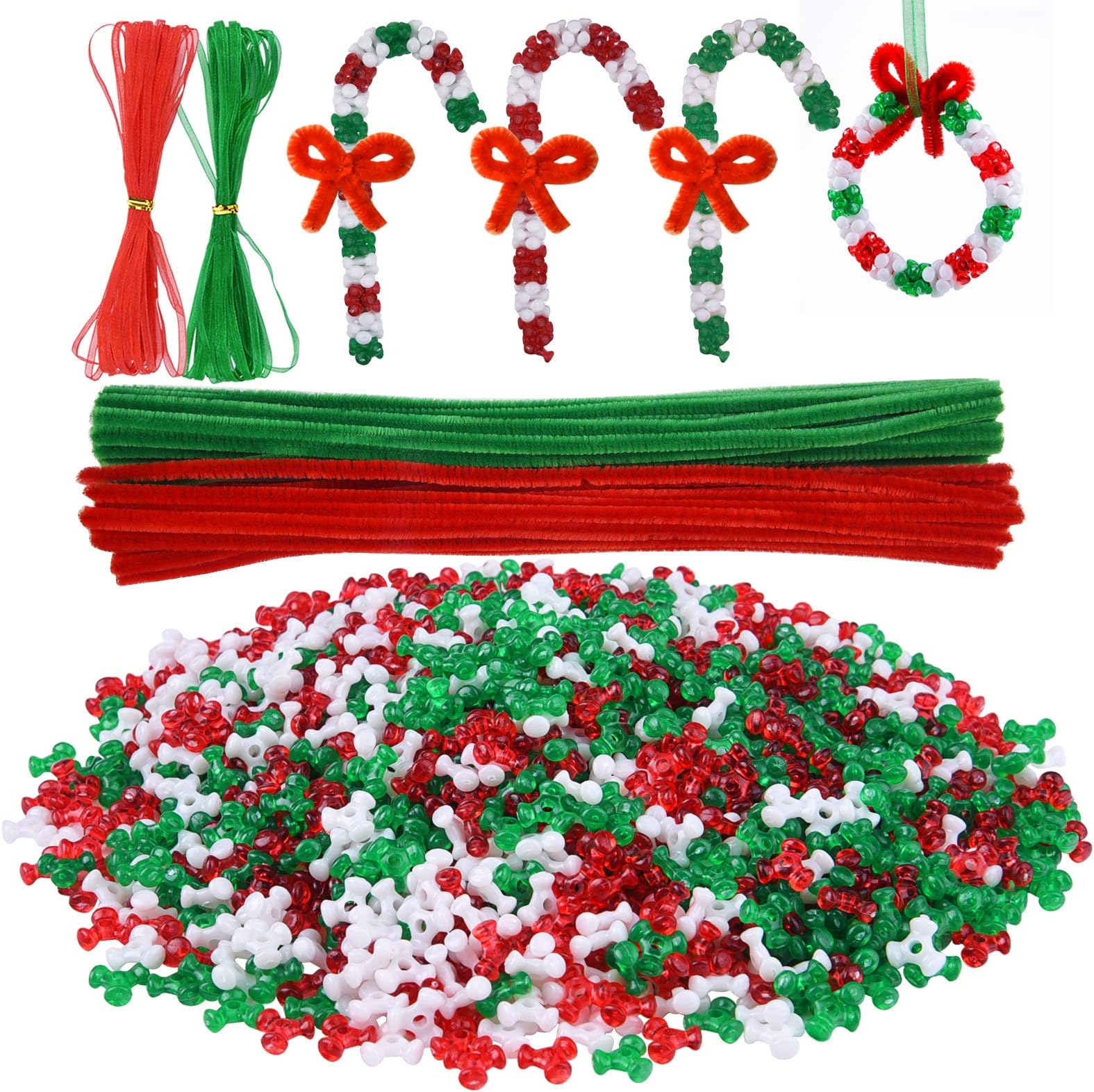 Amazon.com: SAVITA 1200pcs Tri Beads with 30pcs Threading Chenille ...