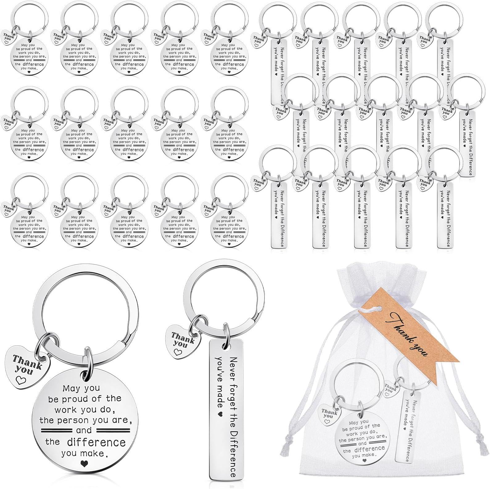 Ece Appreciation Gifts 12 Sets Thank You Keychain Gifts - Bulk Employee ...