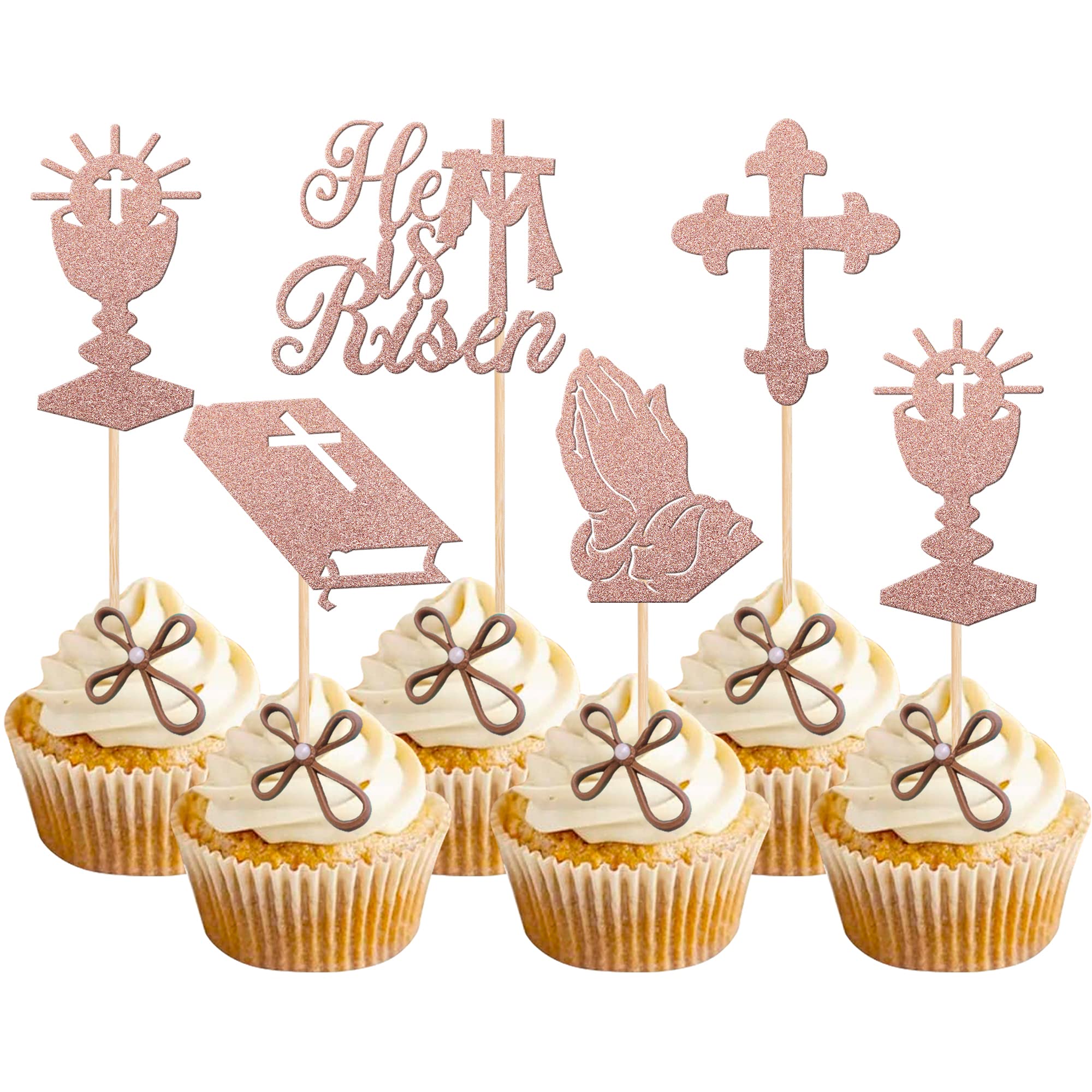 Snapklik.com : 30 PCS Jesus Easter Cupcake Toppers Glitter Religious ...