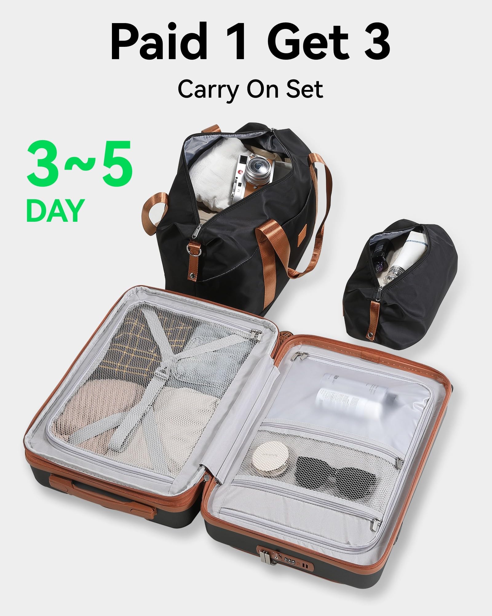 Snapklik.com : LUGGEX Carry On Luggage Sets 3 Piece, Expandable ...