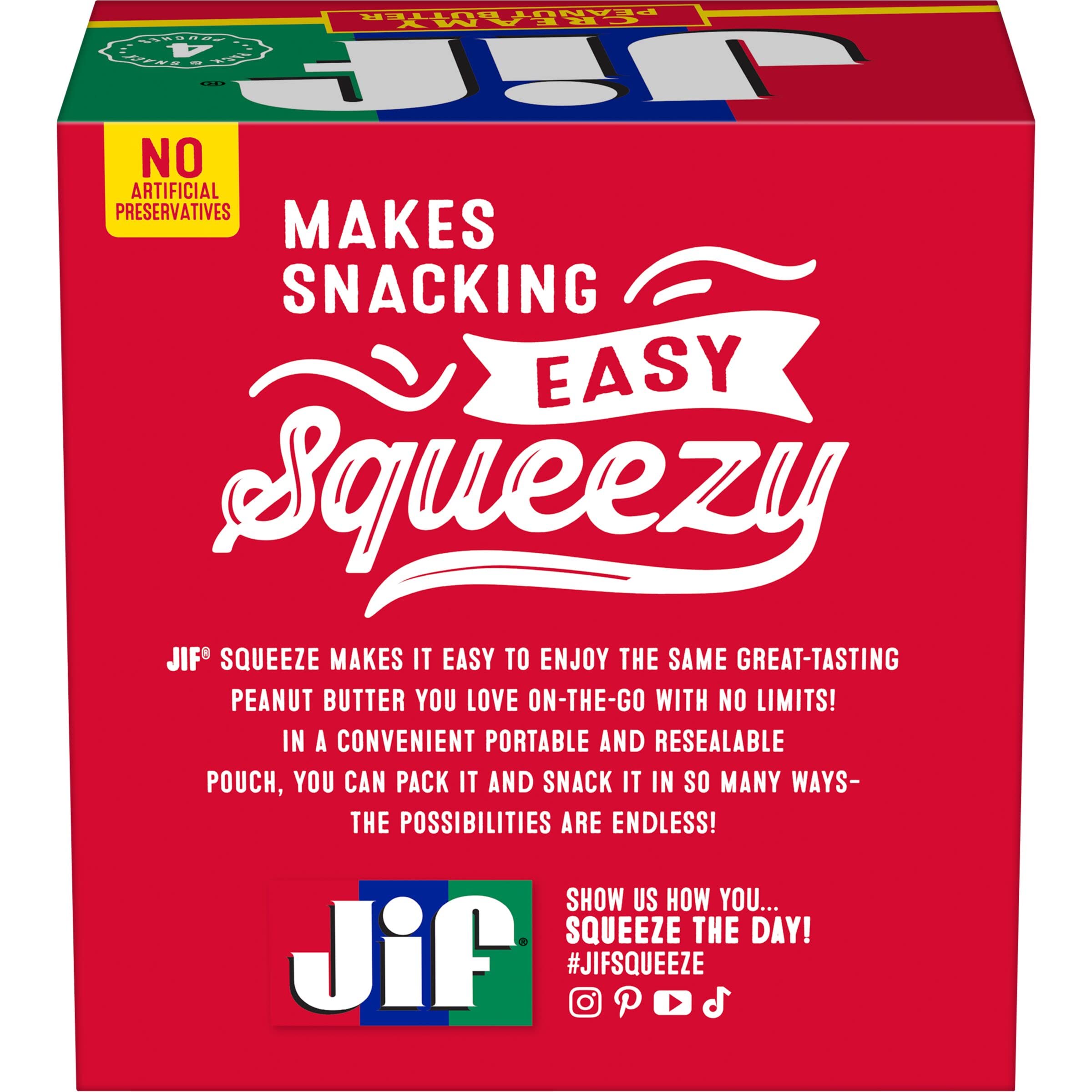 Snapklik.com : Jif Squeeze Creamy Peanut Butter, Resealable Pouches, 5 ...