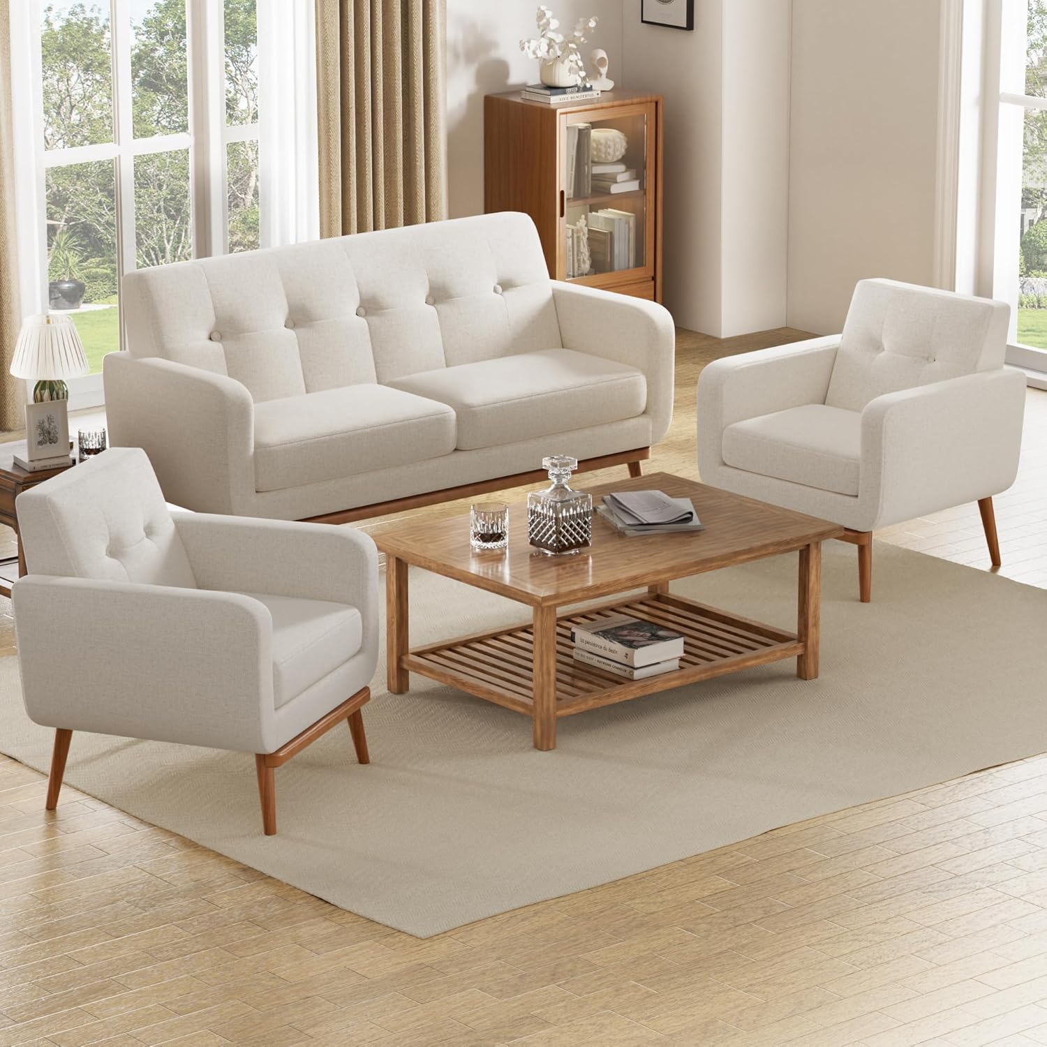 Amazon.com: HUIMO Living Room Set, Button Tufted Living Room Furniture ...