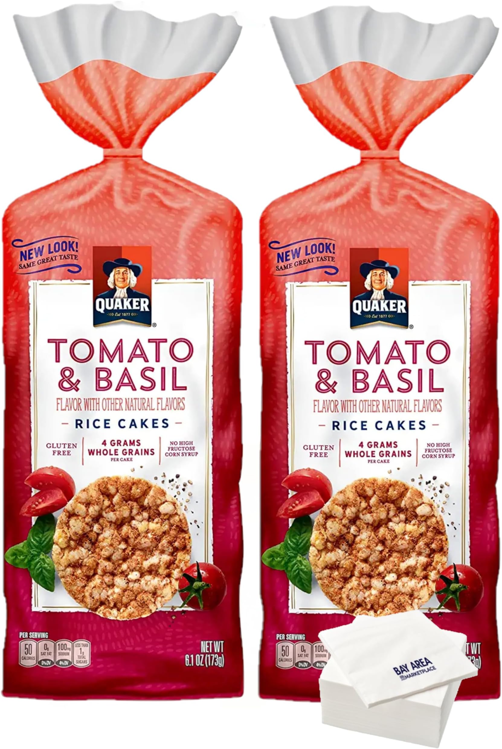 Amazon.com: Quaker Rice Cakes, Tomato and Basil, 6.1oz Bags, (Pack of 2 ...