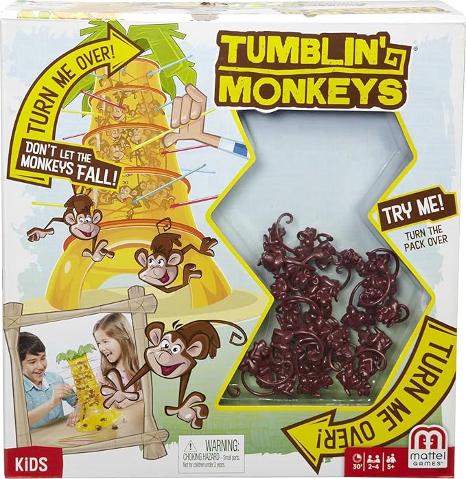 Amazon.com: Mattel Games Tumblin' Monkeys Kids Game with Monkey Pieces ...