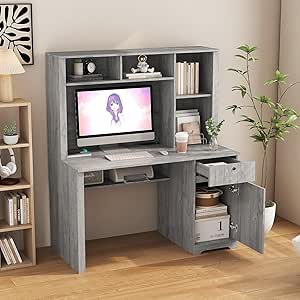 Amazon.com: Computer Desk with Hutch & Bookshelf, Wood Study Table with ...