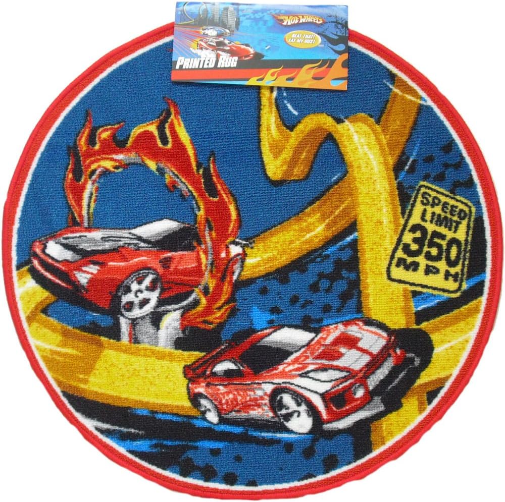 Hot Wheels Car Track Large Blue Round Bedroom Floor Rug OFFICIAL ...