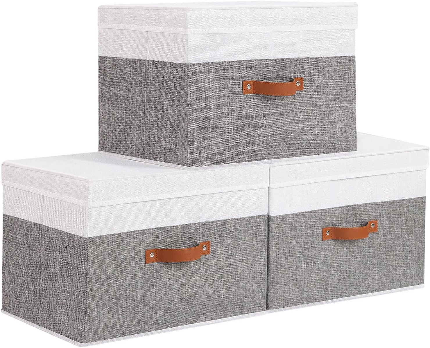 Amazon.com: YheenLf Fabric Storage Bins with Lids, Linen Foldable ...