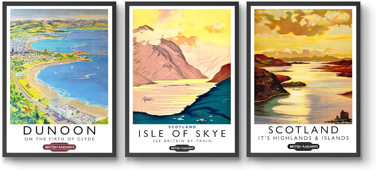 Scotland Travel Prints - Set of 3 Prints, Vintage Travel Wall Art ...