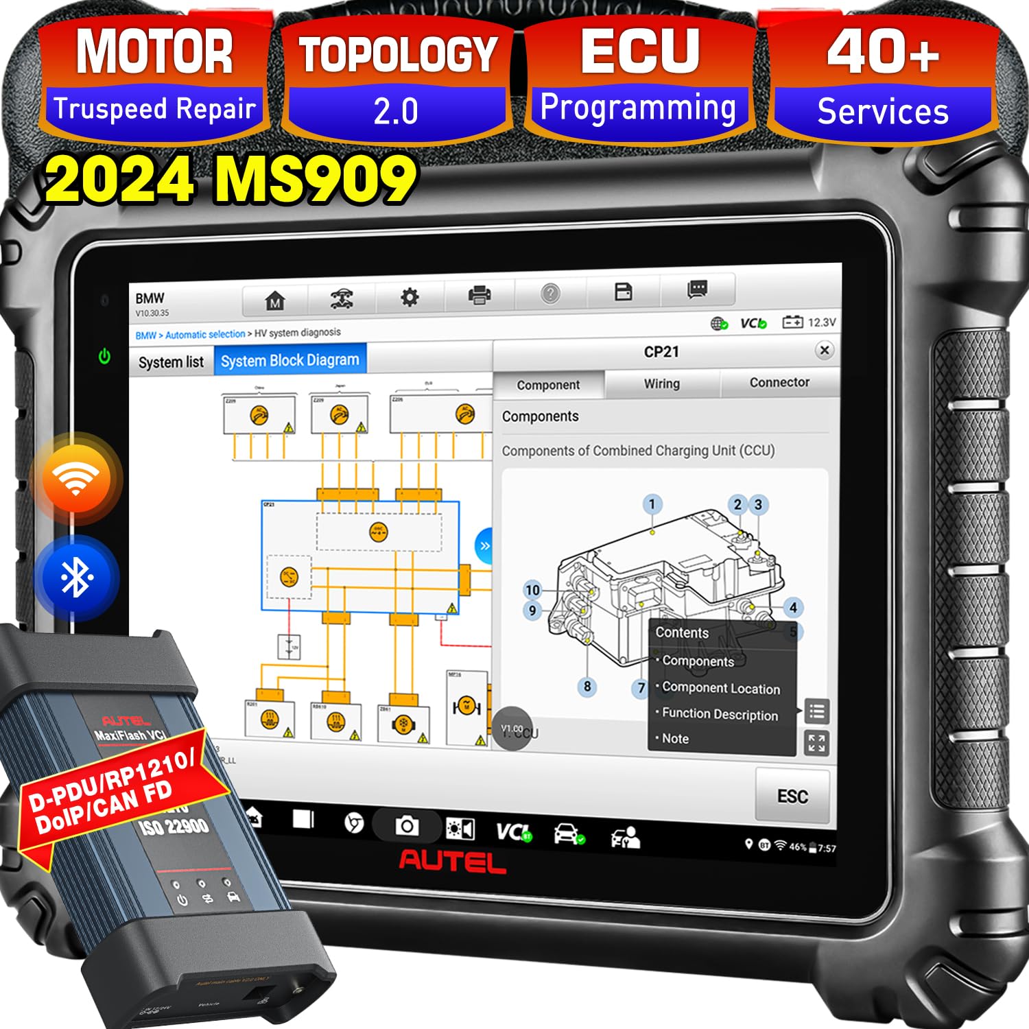 Buy AutelMaxiSys MS909 Scanner, 2024 Smart Diagnostics w/Topology 2.0 ...