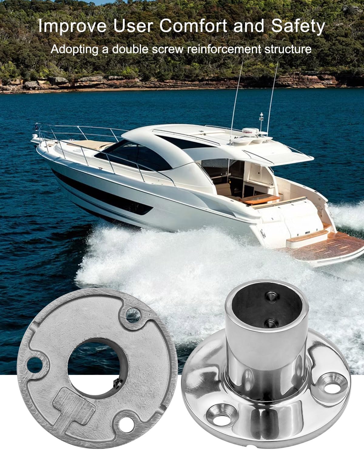 Snapklik.com : Boat Hand Rail Base, Durable Marine Grade 316 Stainless ...