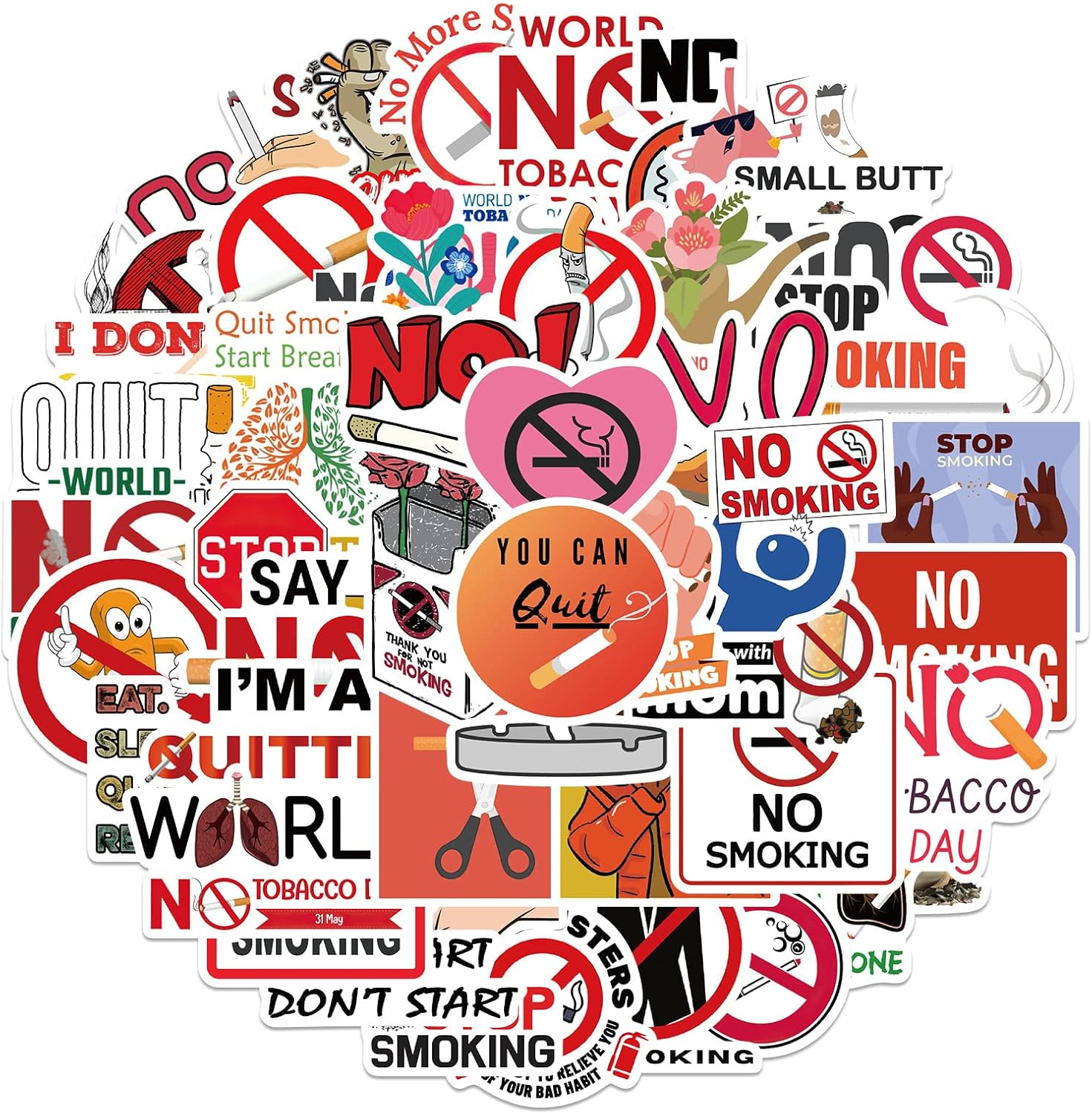 Amazon.com: No Smoking Stickers | 50 Pcs No Smoking Sign Funny No ...