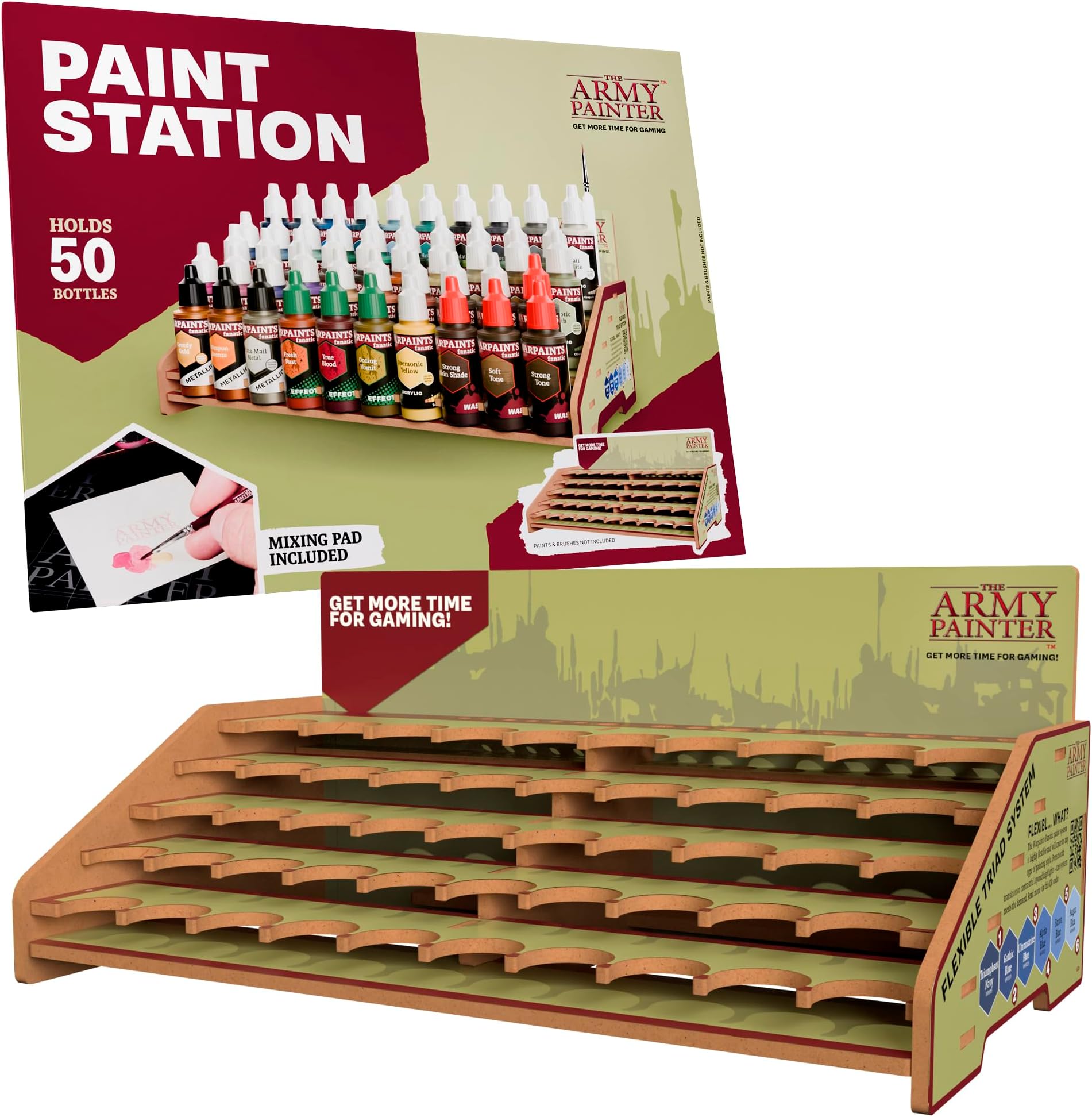 PH PandaHall Antique White Wooden Paint Organizer, 60 Holes Paint Rack ...