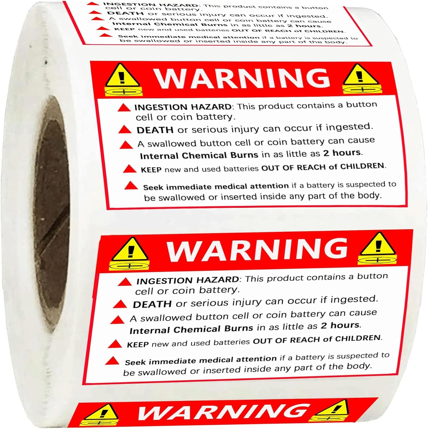 Amazon.com : Button Cell Battery Warning Labels Ingestion Hazard Label ...