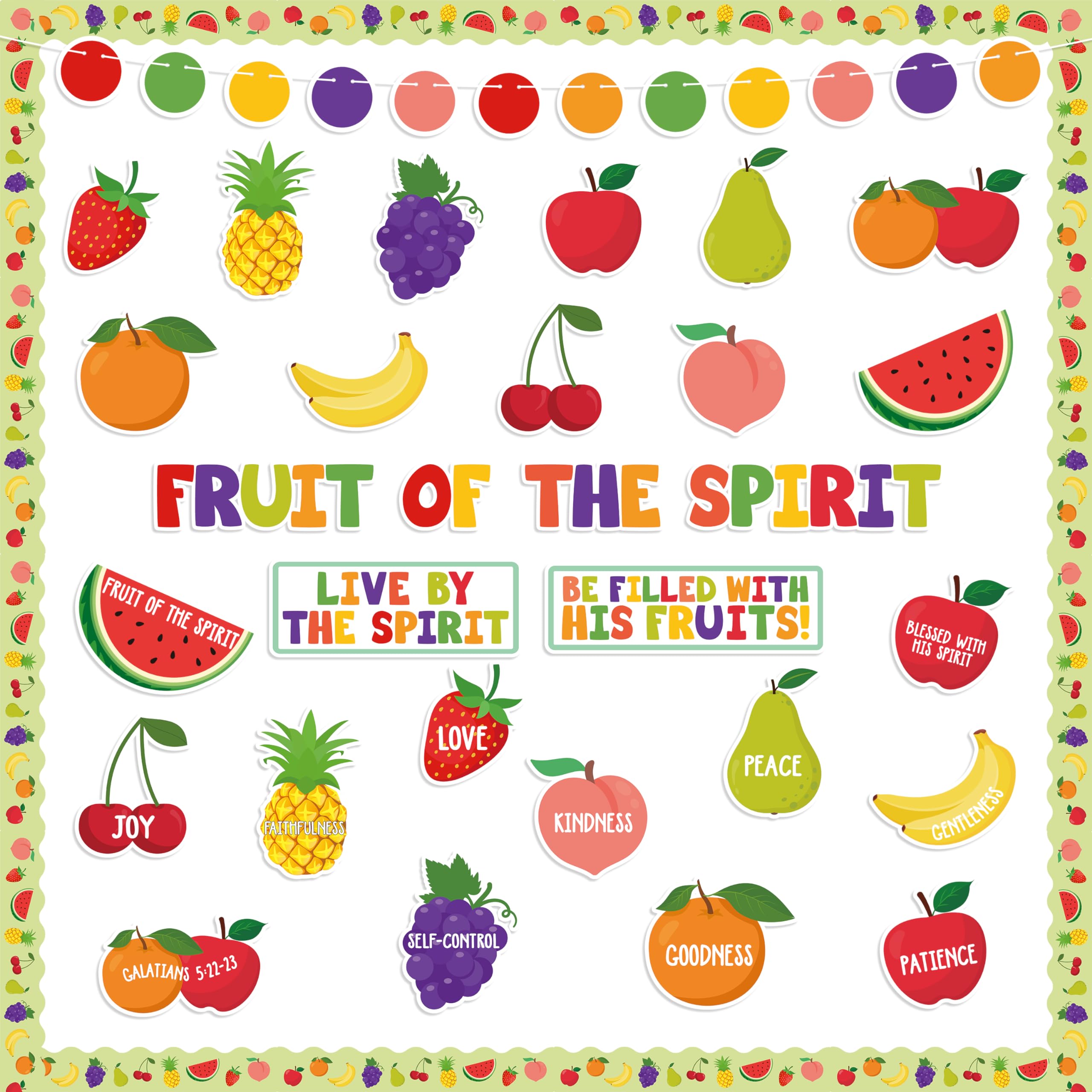 Buy 126Pcs Back to School Fruit of The Spirit Bulletin Board Classroom ...