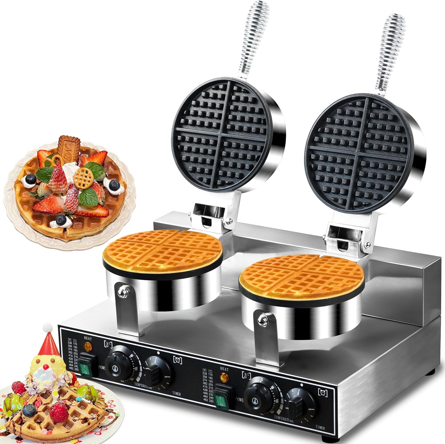 Amazon.com: 110V 2600W Commercial Double Waffle Maker,Non-Stick ...