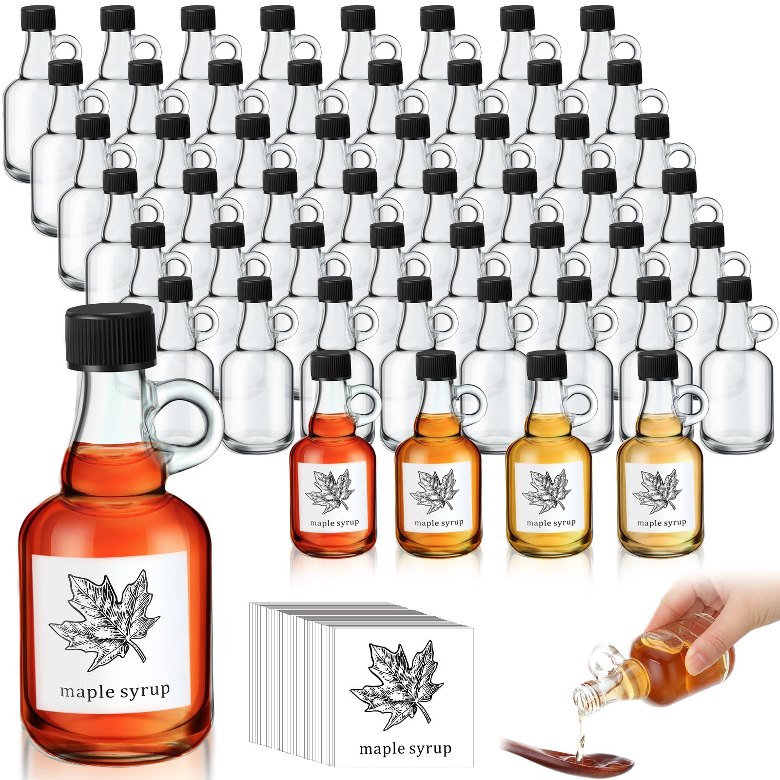 Amazon.com: SiliFine 24 Pcs 3.4 oz Glass Syrup Bottles with Loop Handle ...