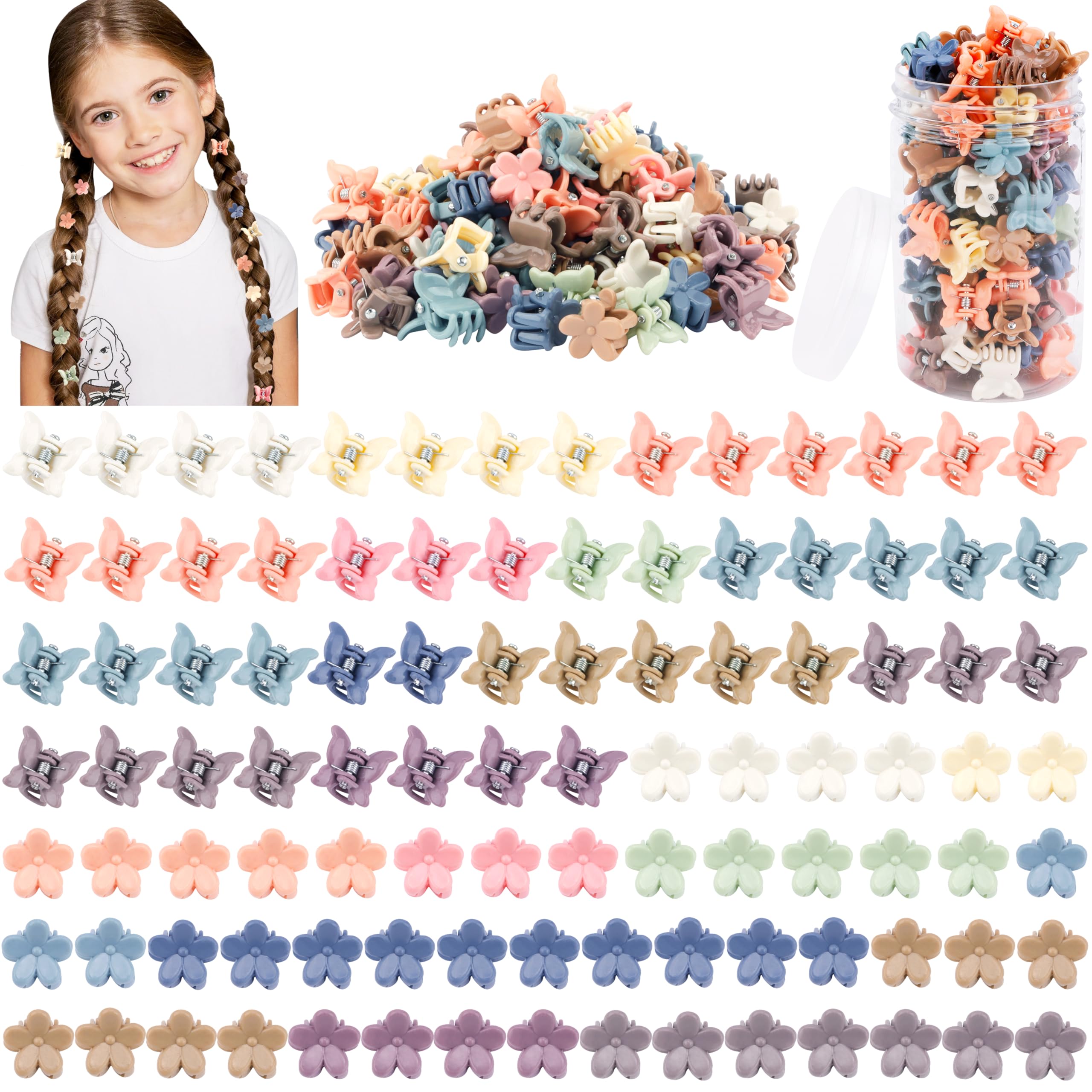 Amazon.com : FASOTY 100Pcs Mini Hair Clips Small Flower Butterfly Hair ...