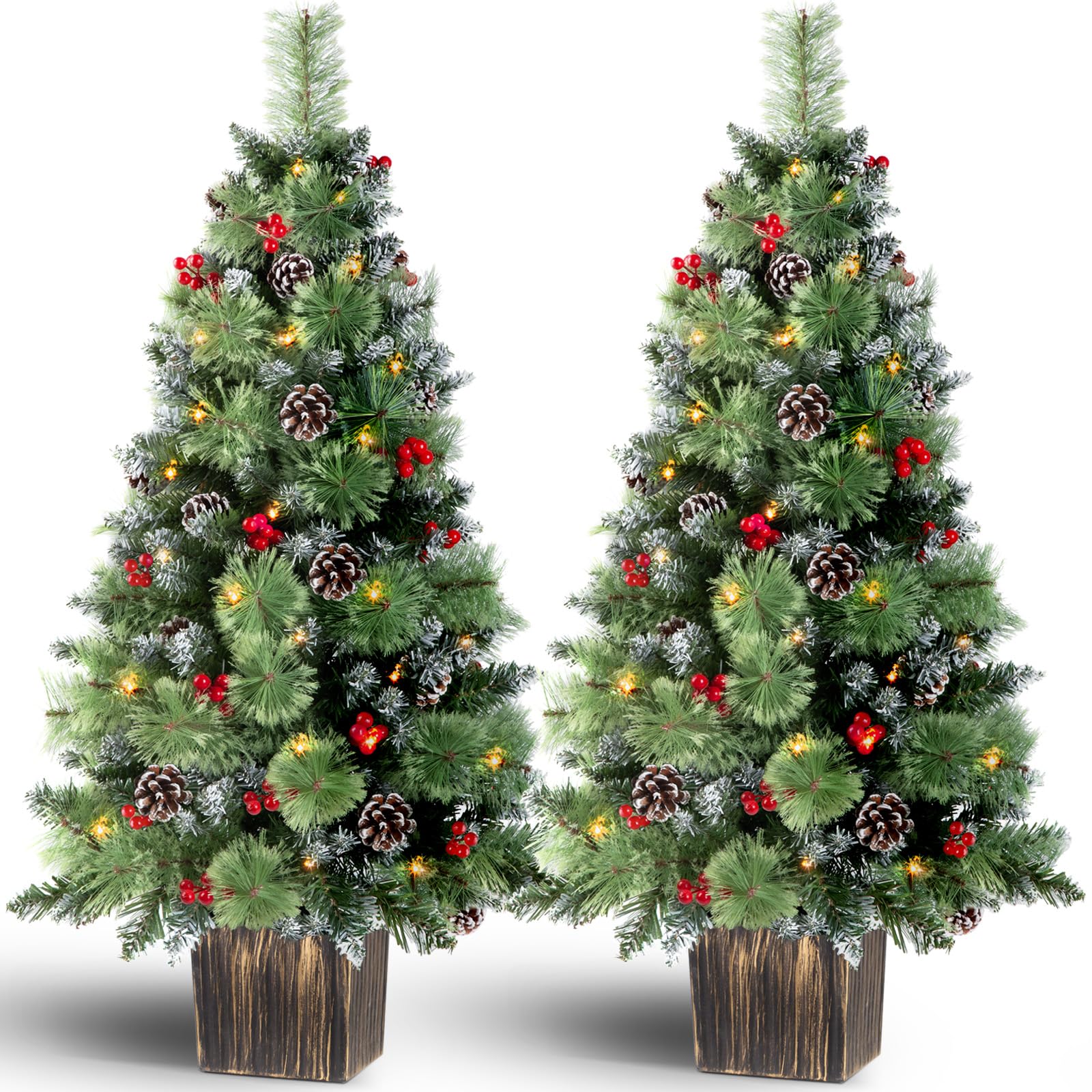 Amazon.com: Jin&Bao 4FT Potted Christmas Tree with 100 Lights ...