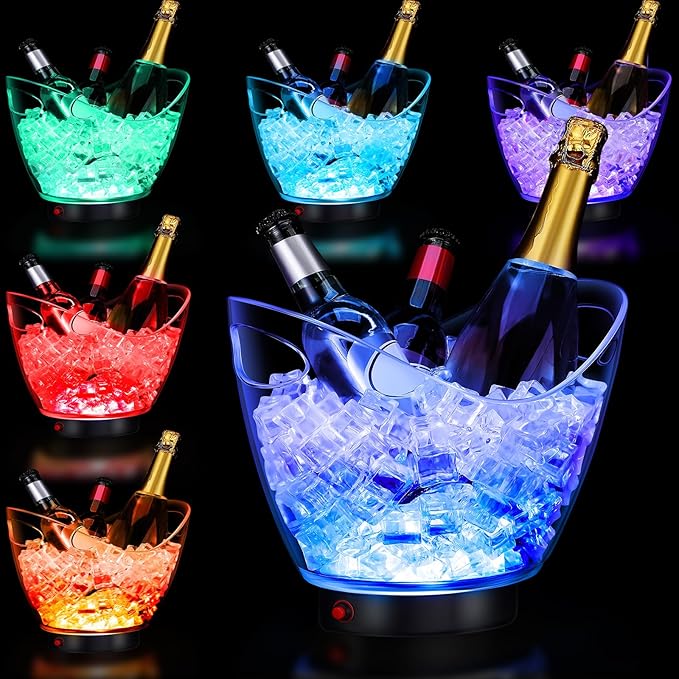 Amazon.com: Umigy 6 Pcs 5L LED Ice Buckets Clear Plastic Ice Bucket ...