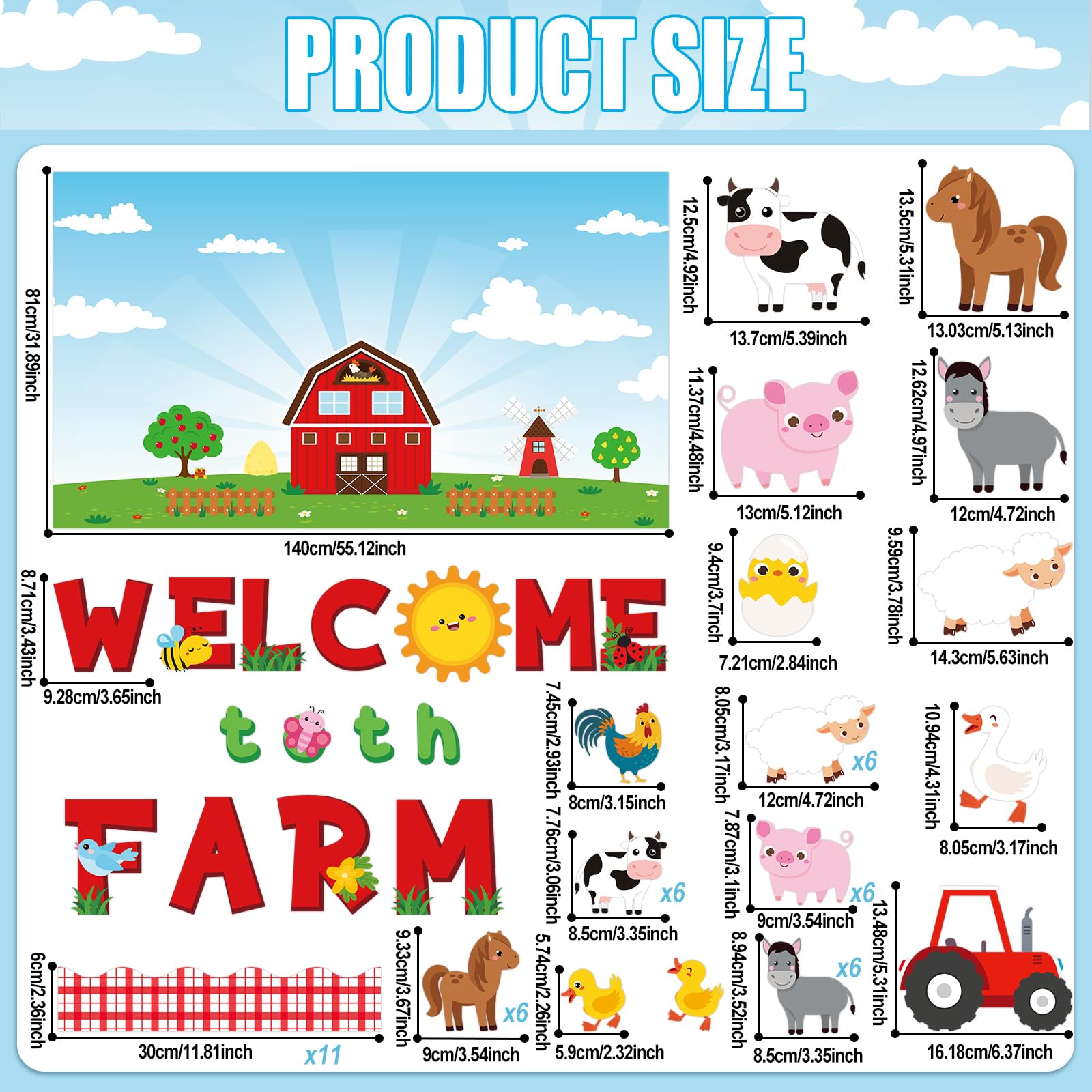 Snapklik.com : Gisgfim Farm Animals Bulletin Board Decorations
