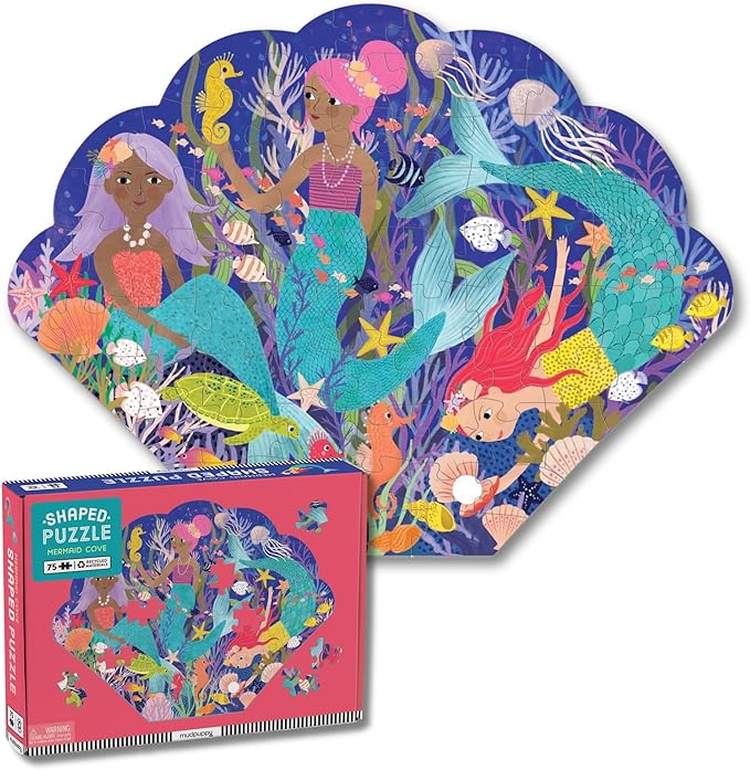 Amazon.com: Mudpuppy Mermaid Cove – 75 Piece Unique Shell Shaped Scene ...