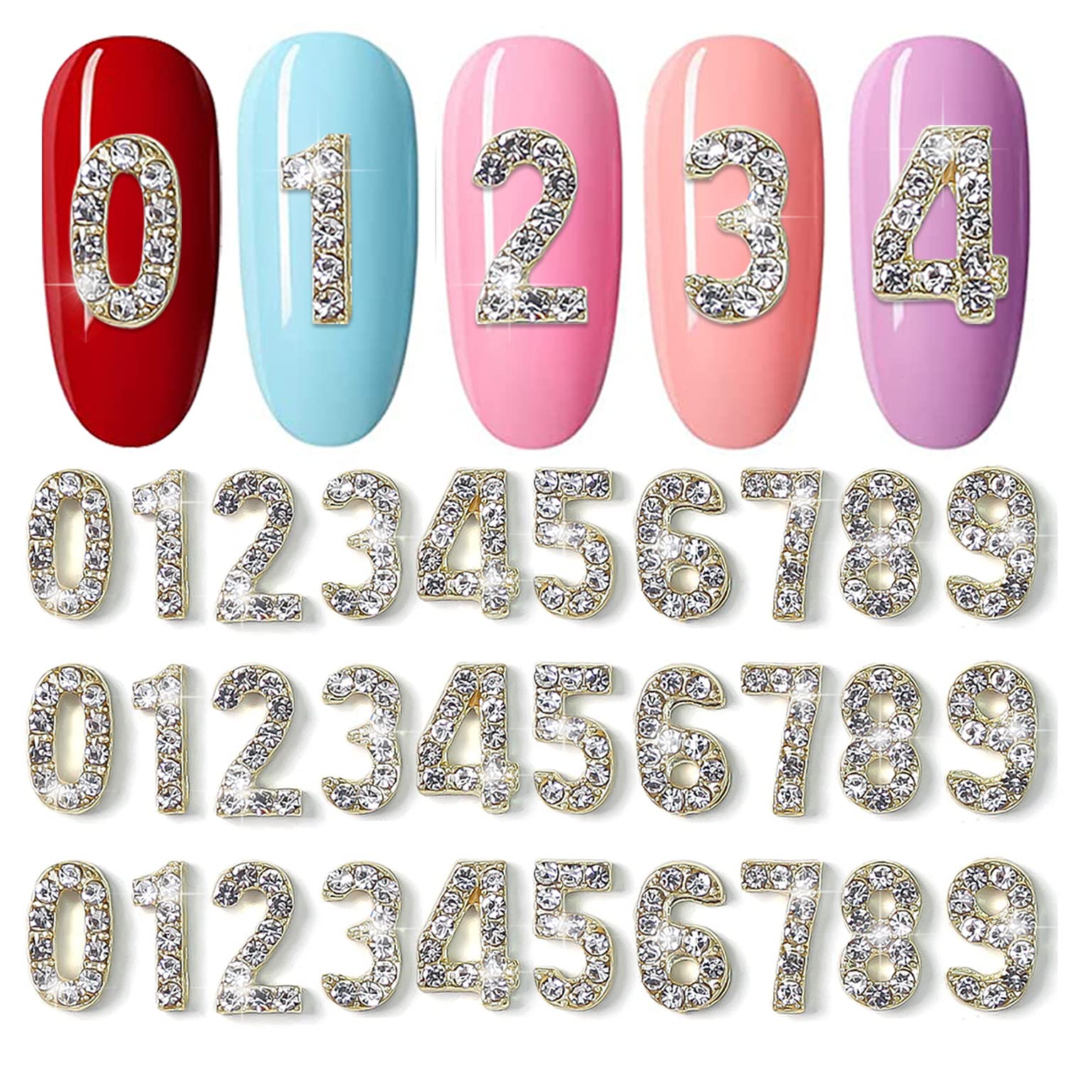 Amazon.com: WOKOTO 30Pcs Gold 3d Numbers For Nails 3d Nail Number ...