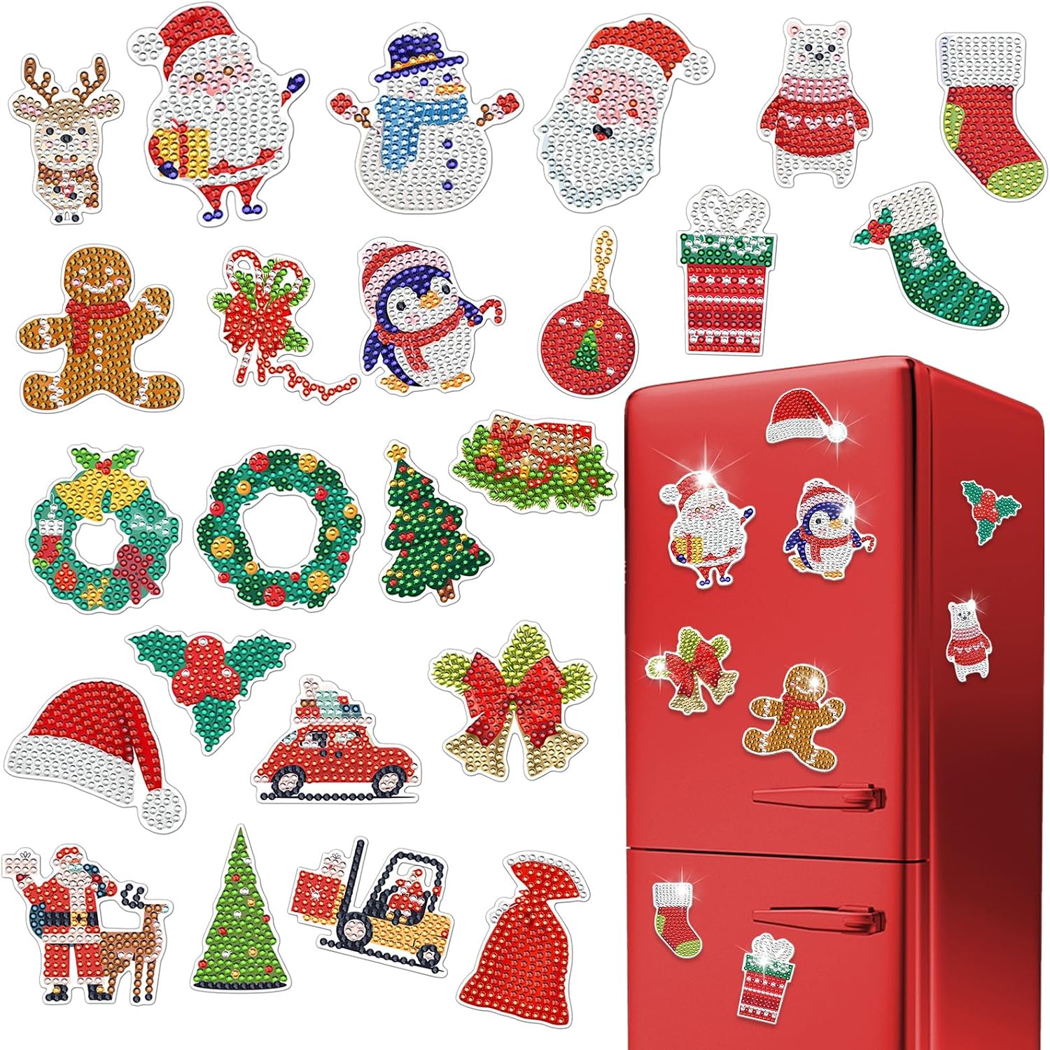 Amazon.com: LIANHE 24Pcs Christmas Diamond Painting Magnets,Fridge ...