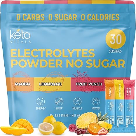 Amazon.com: Keto Vitals Original Electrolyte Powder Stick Packs | Keto ...